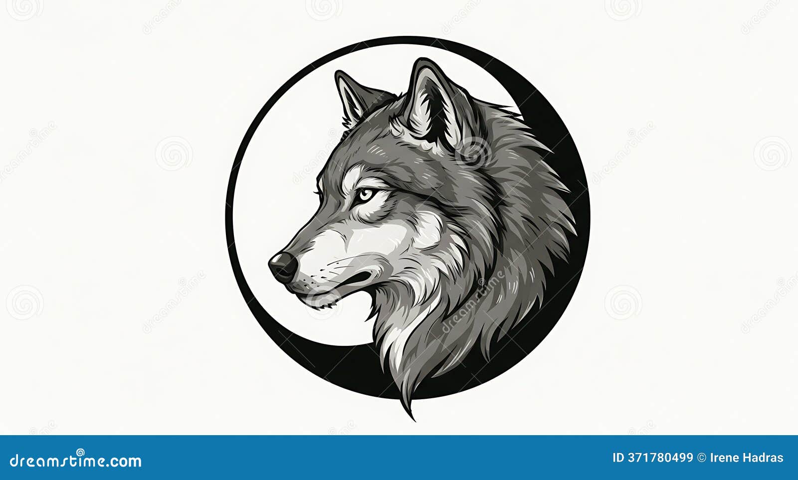 Stylized Wolf Portrait: Monochrome Art With Textural Details Royalty ...