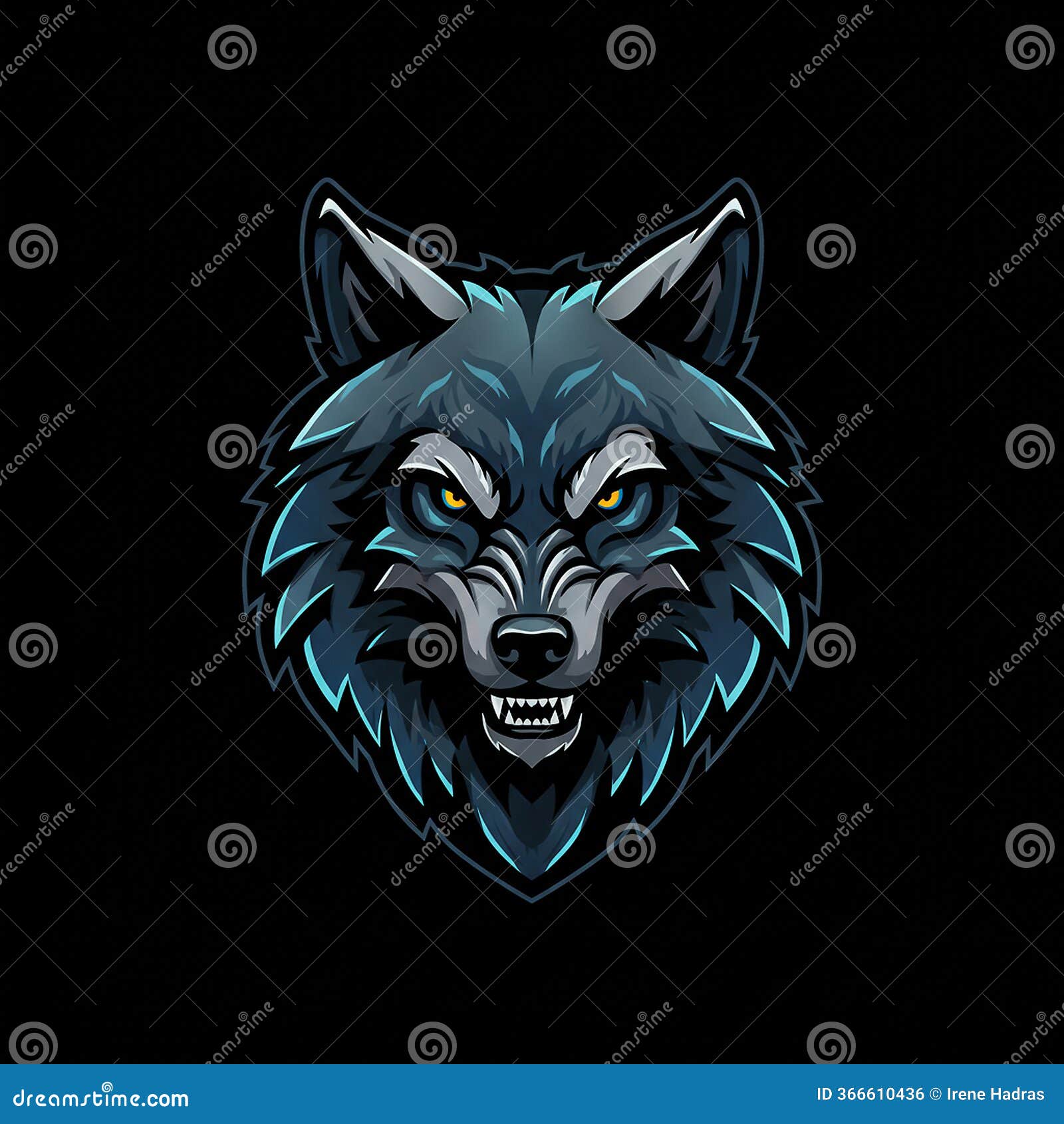 Stylized Wolf Portrait: Monochrome Art With Textural Details Royalty ...