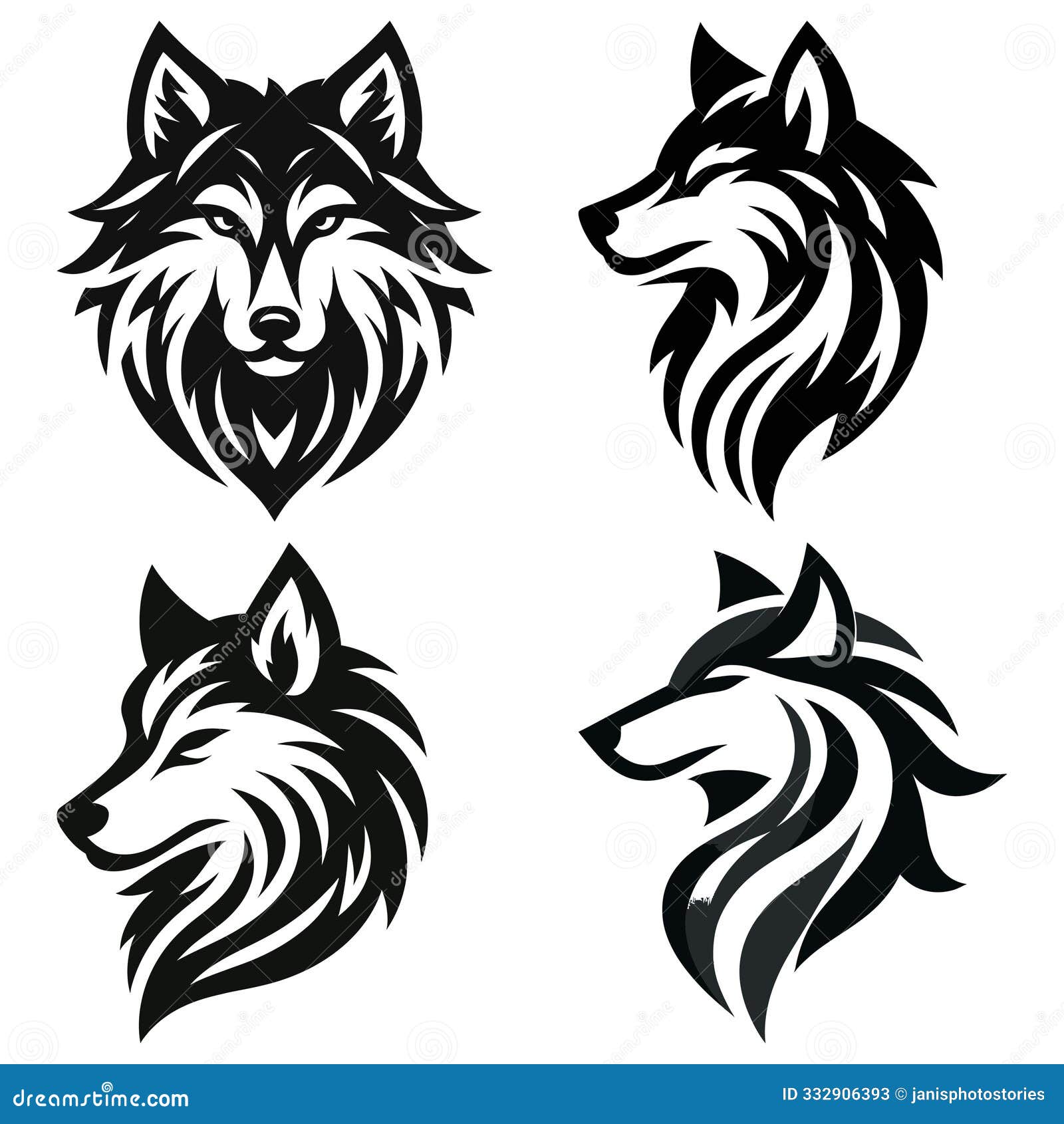 Stylized Wolf Head Logo Vector Illustration | CartoonDealer.com #101063292