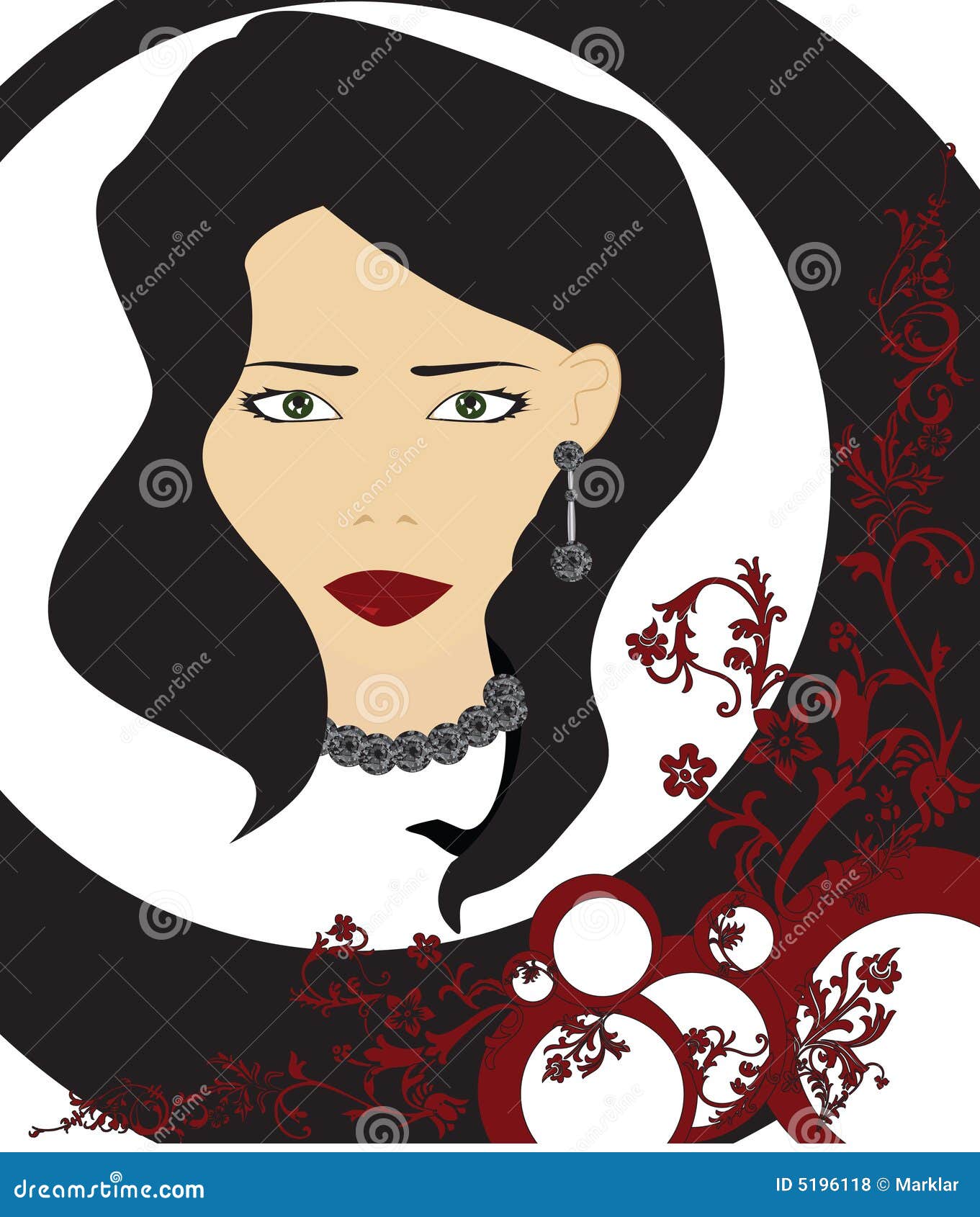 Stylized Woman Face with Patterns Stock Vector - Illustration of head ...