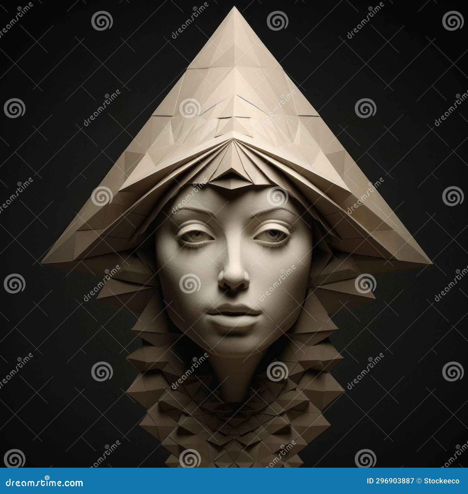 Geometric Girl in Hat Organic Sculpting and Egyptian Iconography 3d ...