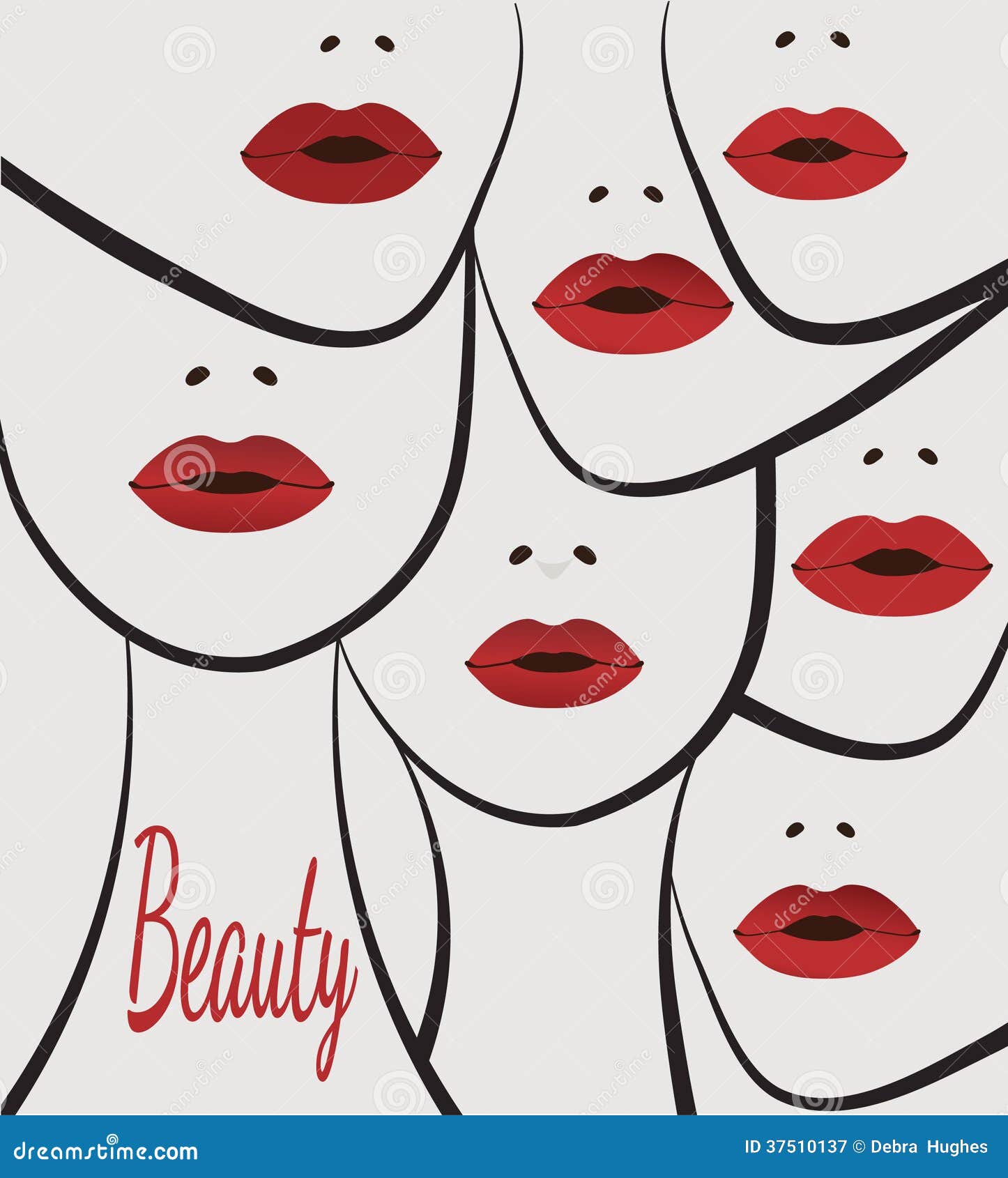 Stylized Women Faces with Lips Stock Vector - Illustration of ...