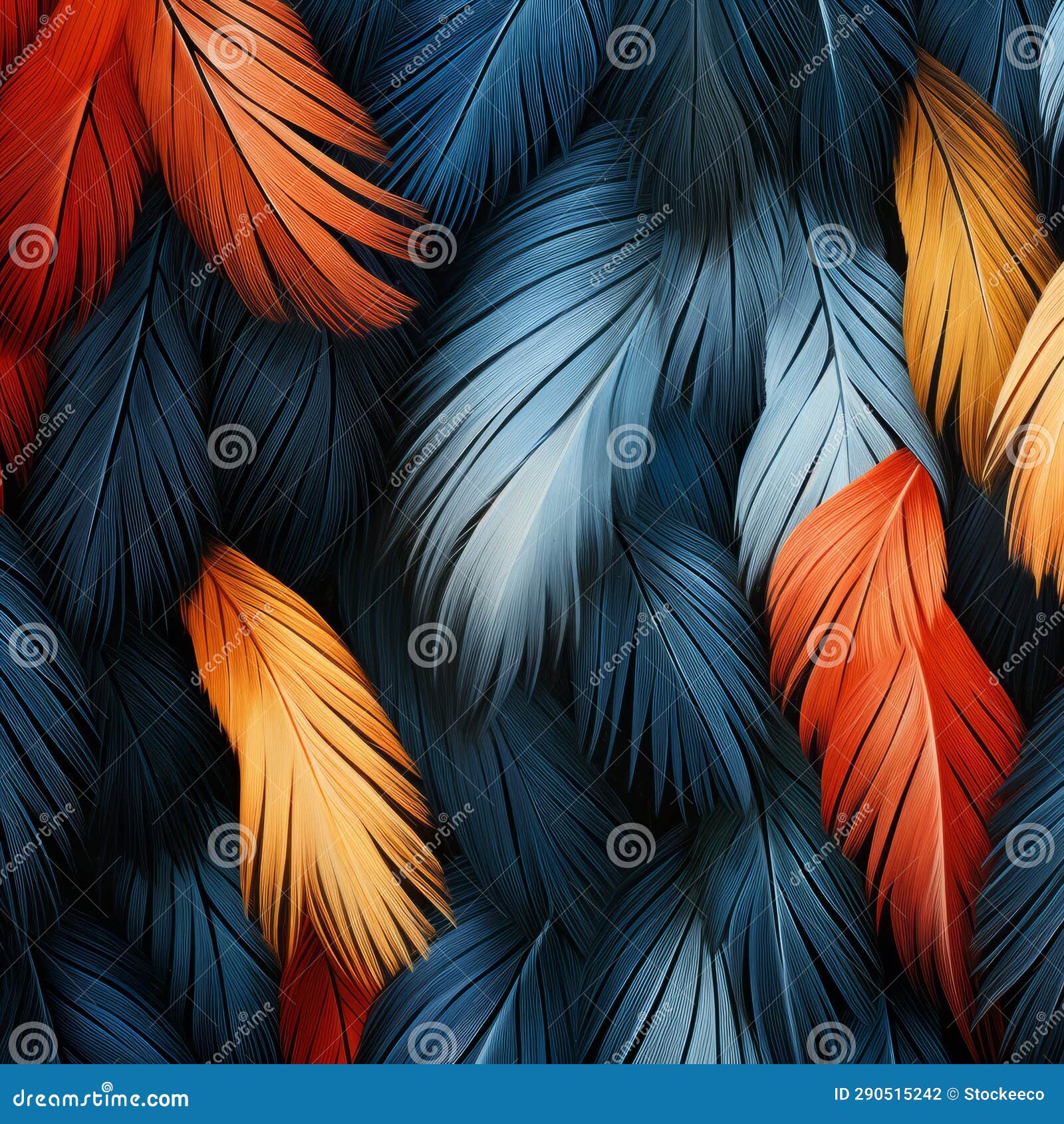 Stylized Woodpecker Feathers: Blue and Red Gradient Blend with Nature ...