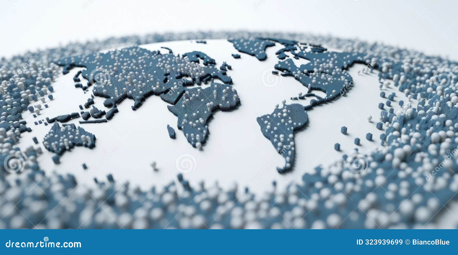Stylized World Map in Blue with a 3D Effect on a White Background ...