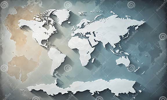 Stylized World Map with Gradient Background, Featuring the Continents ...