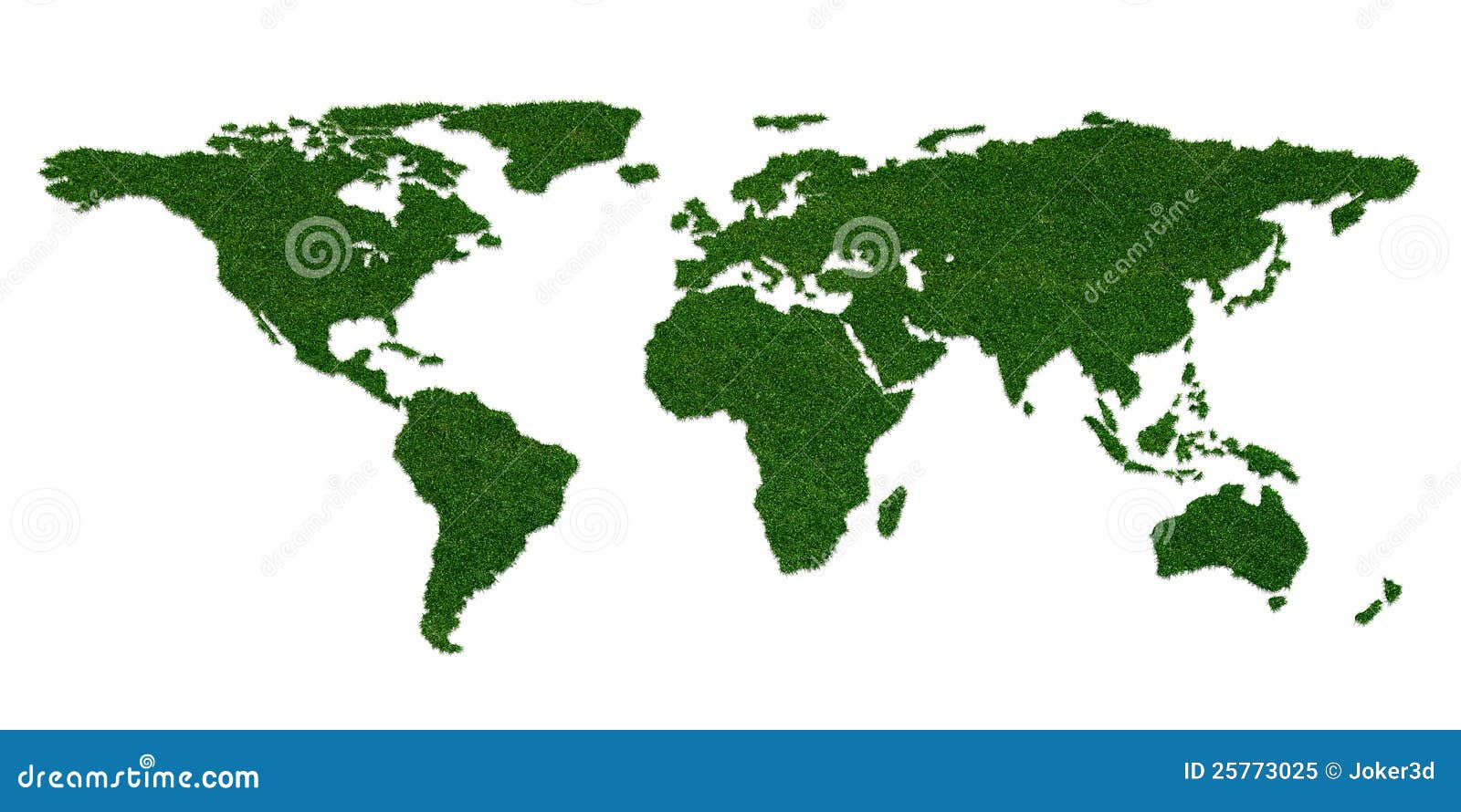 Stylized World Map with Grass on Continents Stock Illustration ...