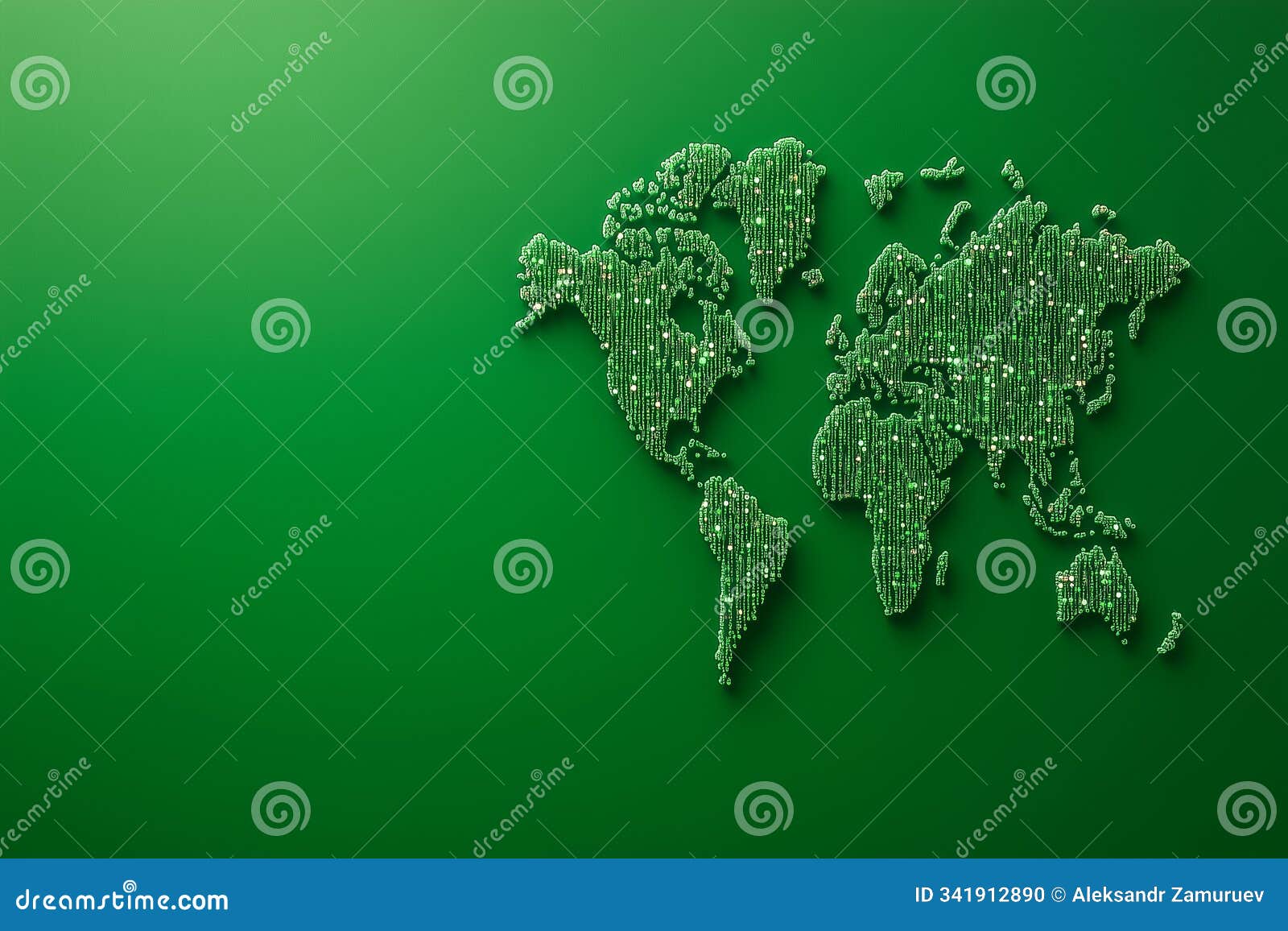 A Stylized World Map Made from Binary Digits is Displayed on a Vivid ...