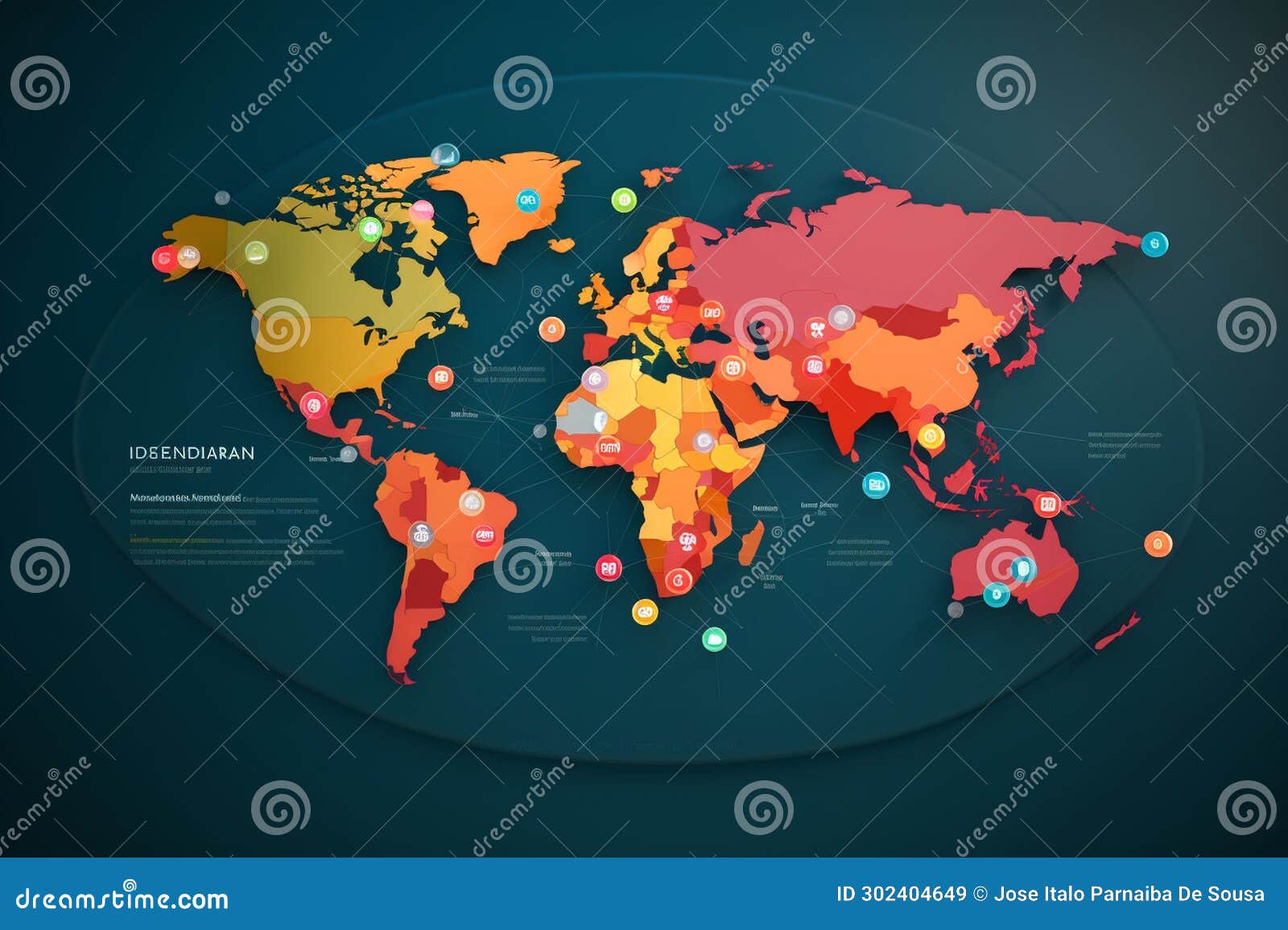 Stylized World Map Made of Colorful Stock Illustration - Illustration ...