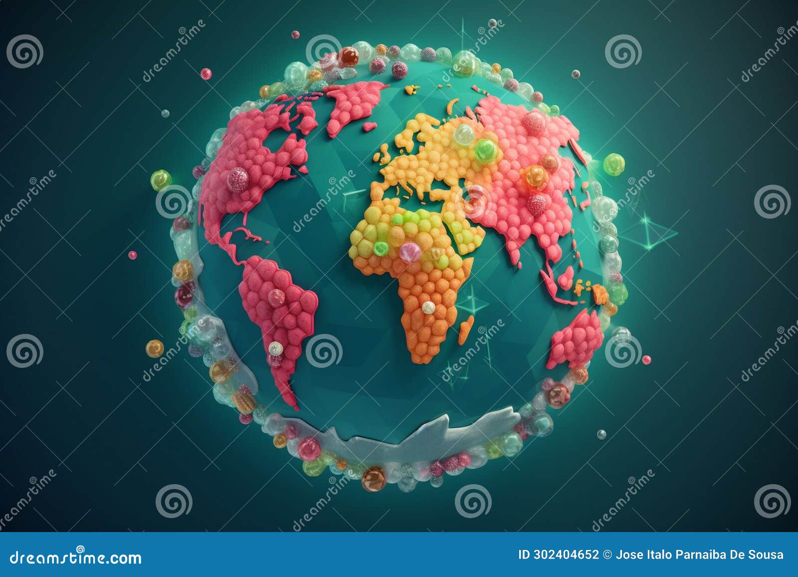 Stylized World Map Made of Colorful Stock Illustration - Illustration ...