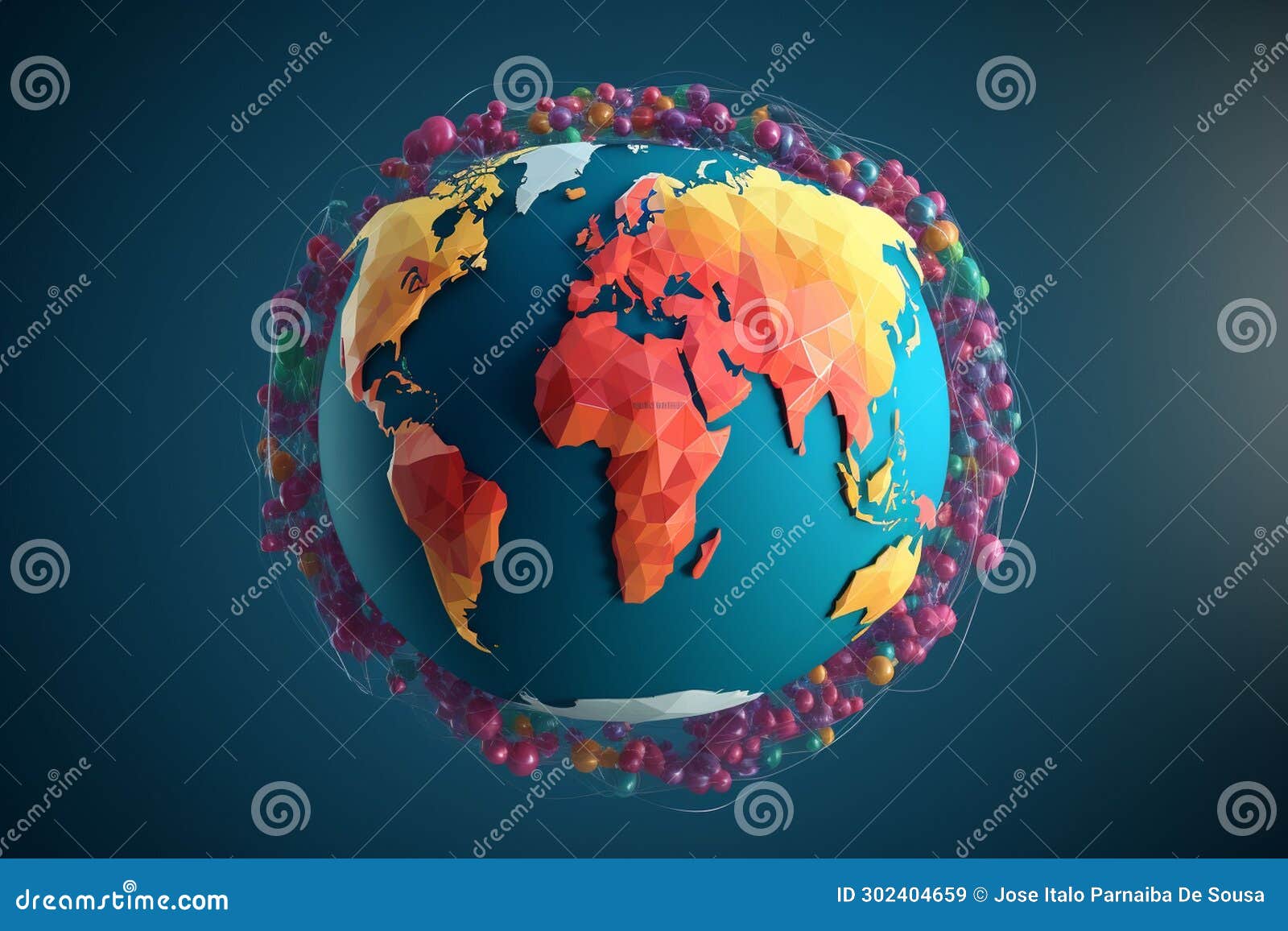 Stylized World Map Made of Colorful Stock Illustration - Illustration ...