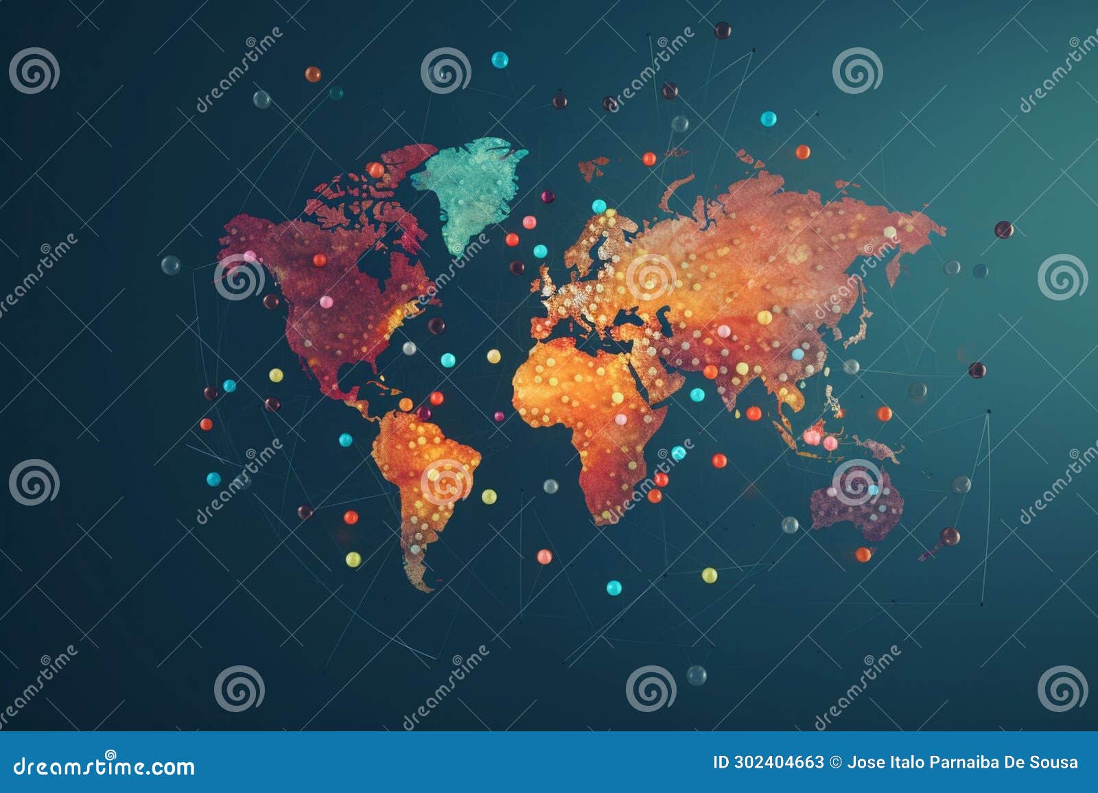 Stylized World Map With Horizontal Luminous Lines. Map Of The Earth ...