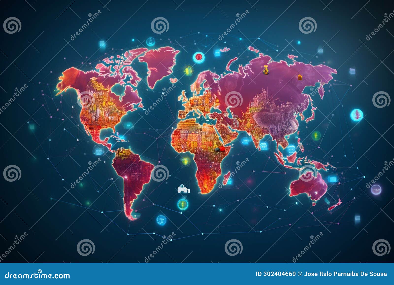 Stylized World Map Made of Colorful Stock Illustration - Illustration ...