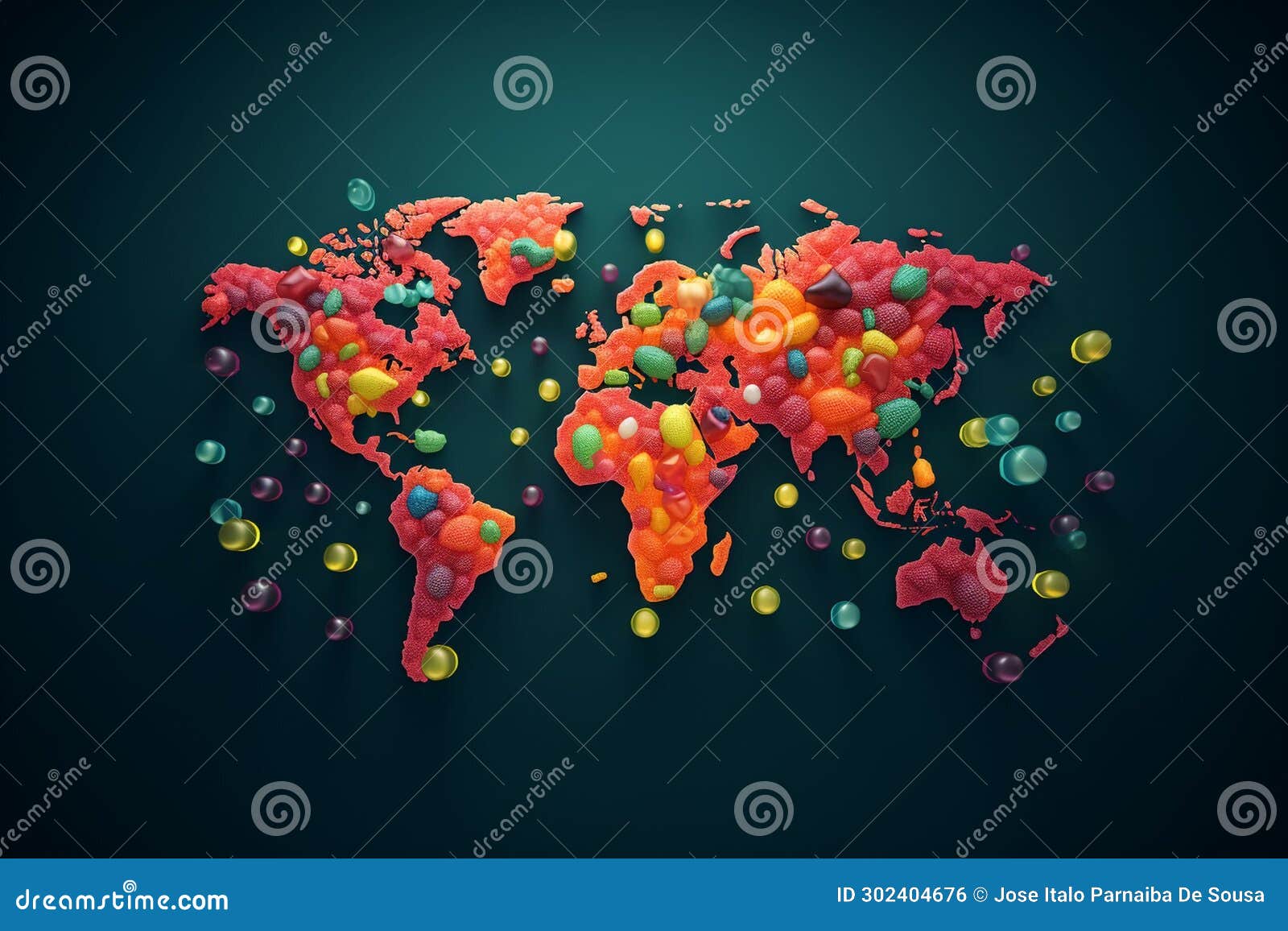 Stylized World Map Made of Colorful Stock Illustration - Illustration ...