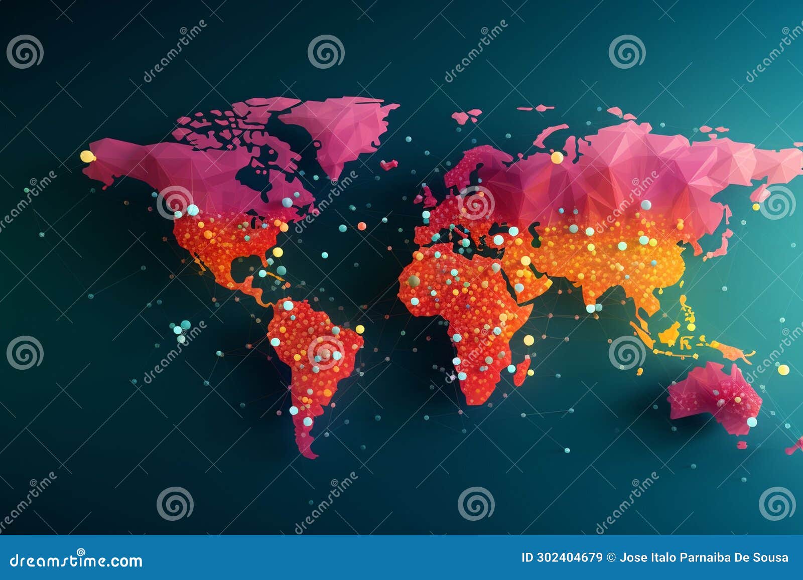 Stylized World Map Made of Colorful Stock Illustration - Illustration ...