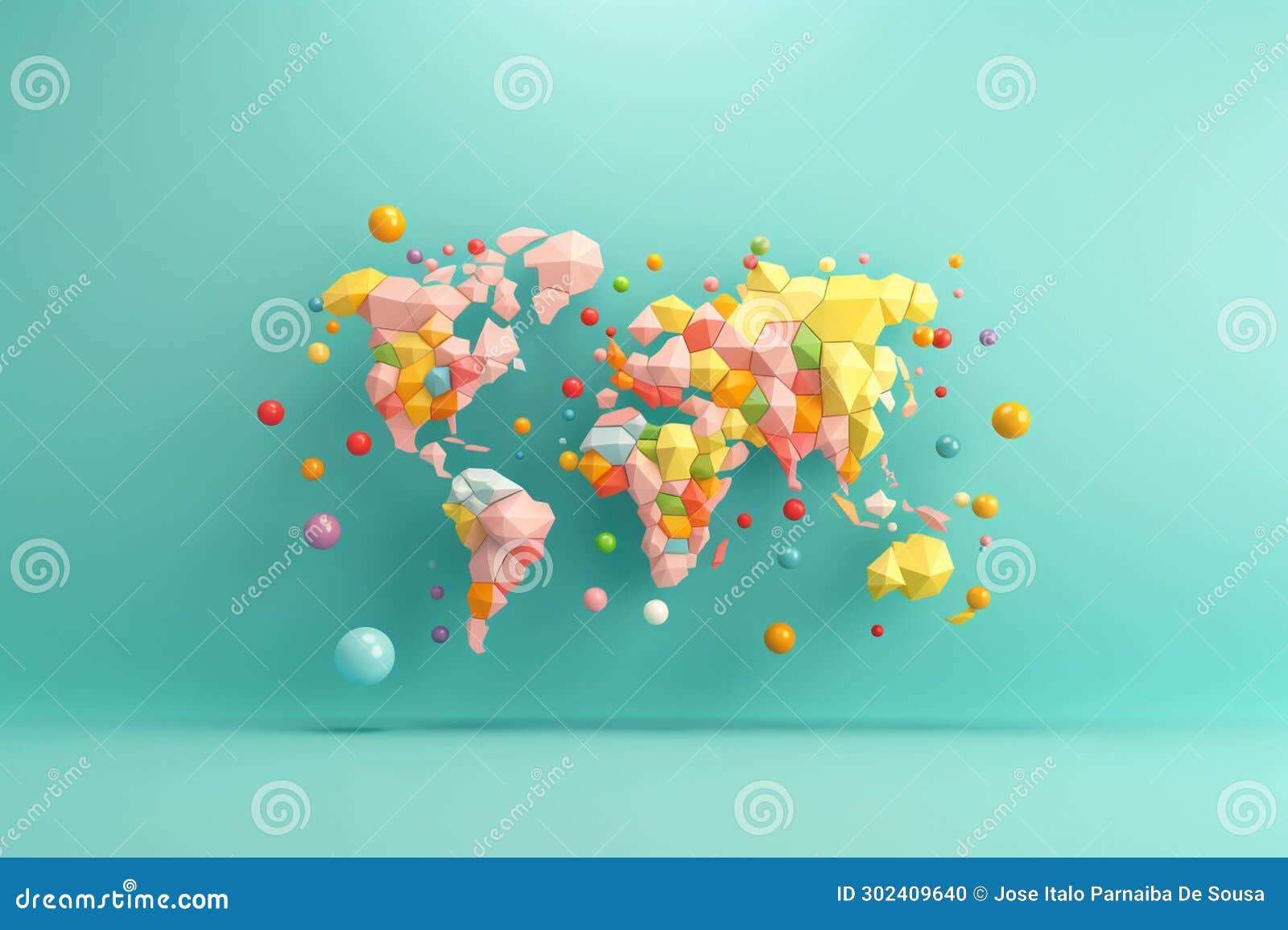 Stylized World Map Made of Colorful Stock Illustration - Illustration ...