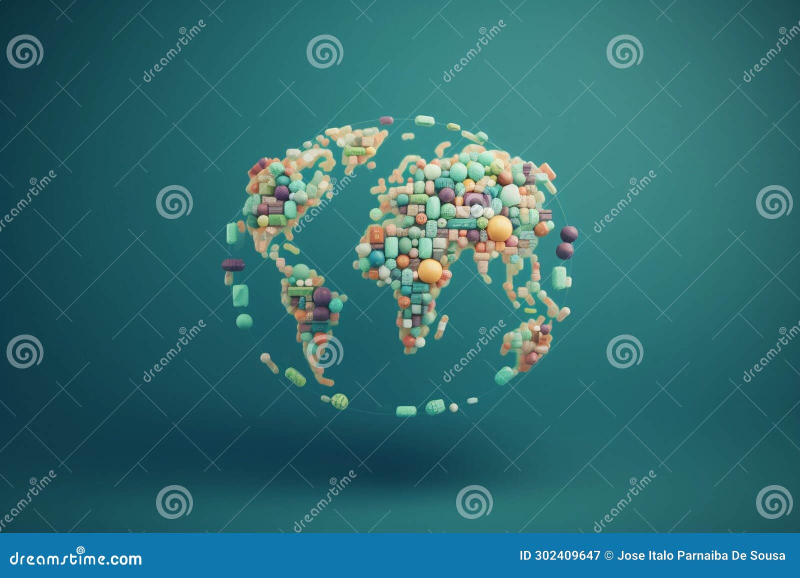 Stylized World Map With Horizontal Luminous Lines. Map Of The Earth ...