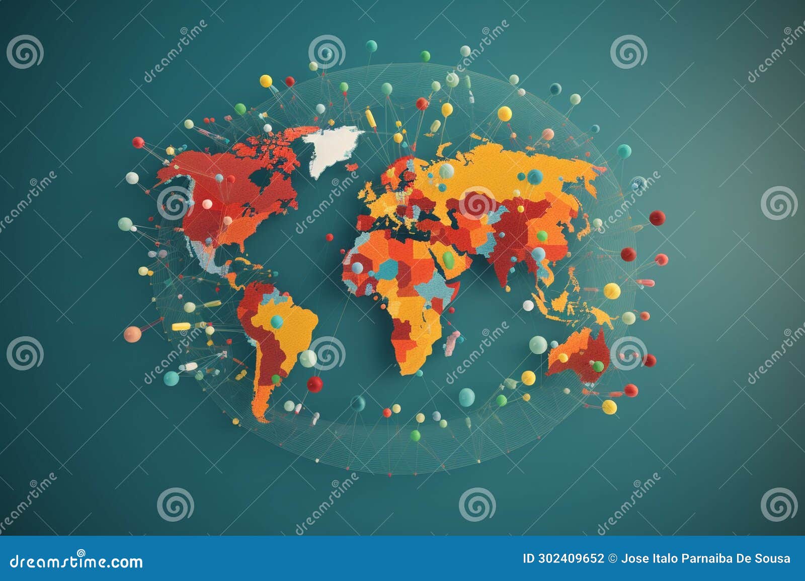 Stylized World Map With Horizontal Luminous Lines. Map Of The Earth ...