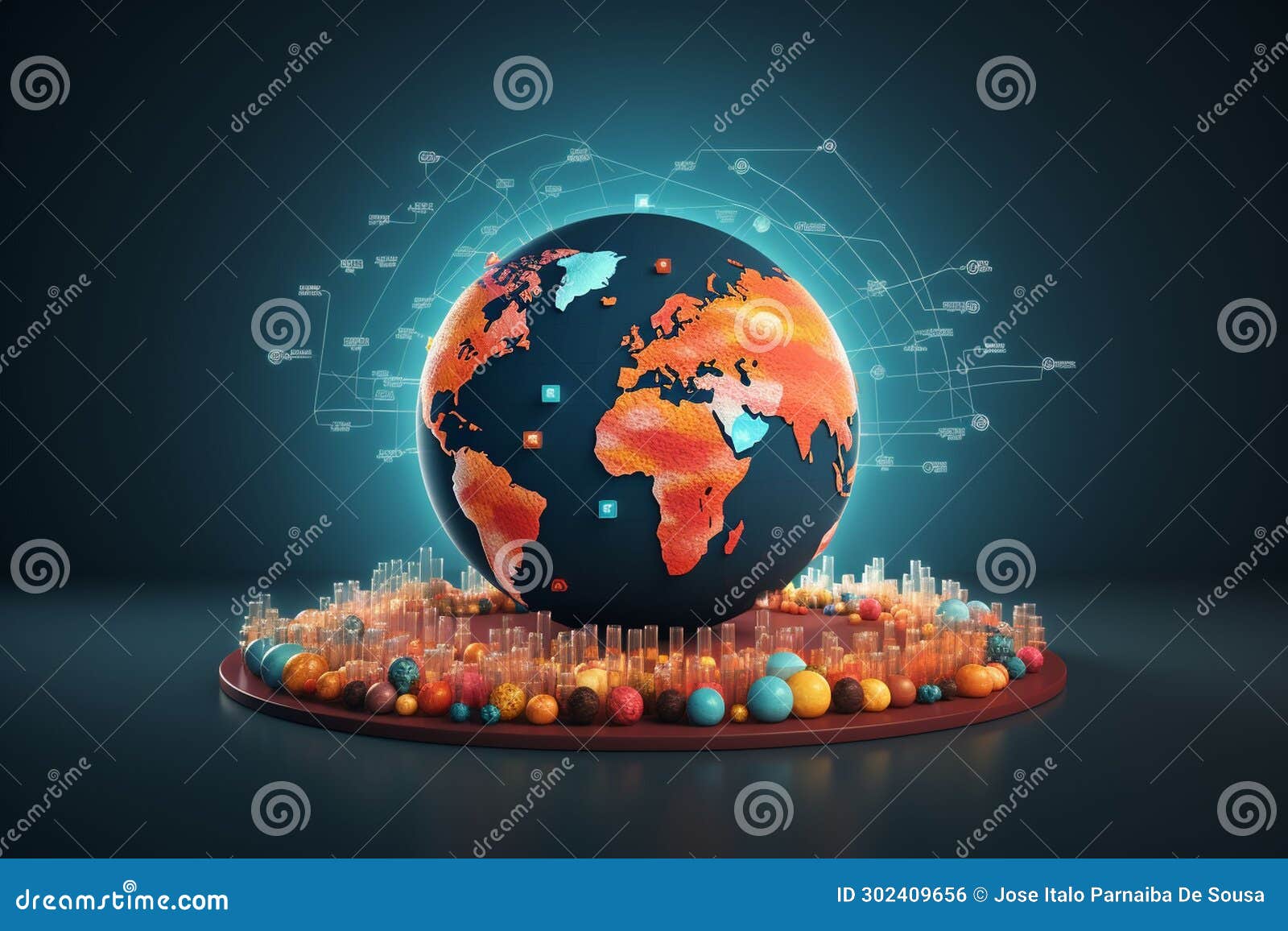 Stylized World Map Made of Colorful Stock Illustration - Illustration ...
