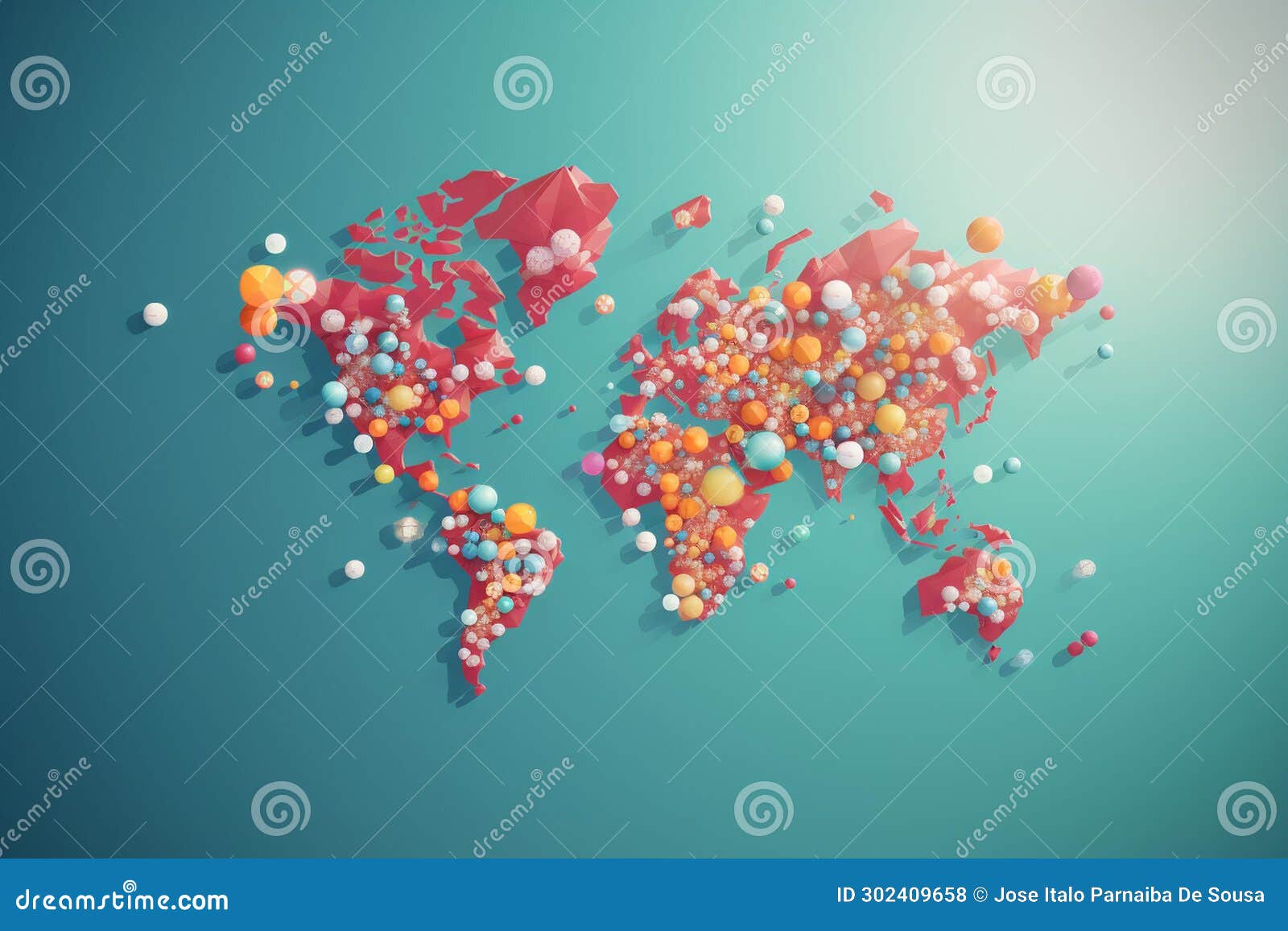 Stylized World Map With Horizontal Luminous Lines. Map Of The Earth ...