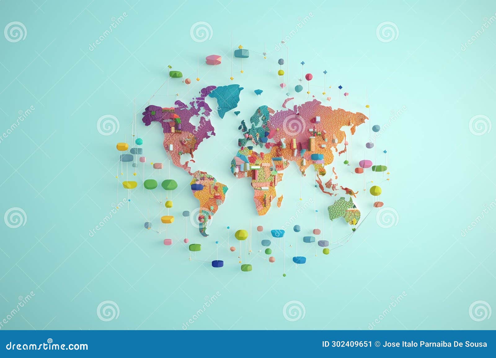 Stylized World Map With Horizontal Luminous Lines. Map Of The Earth ...