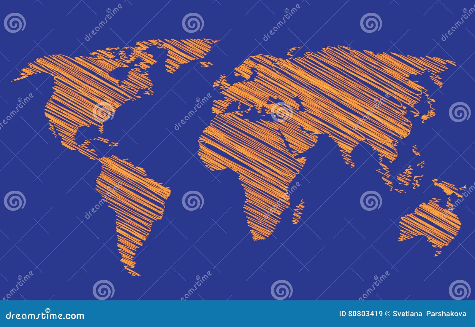 Stylized world map. stock vector. Illustration of blue - 80803419