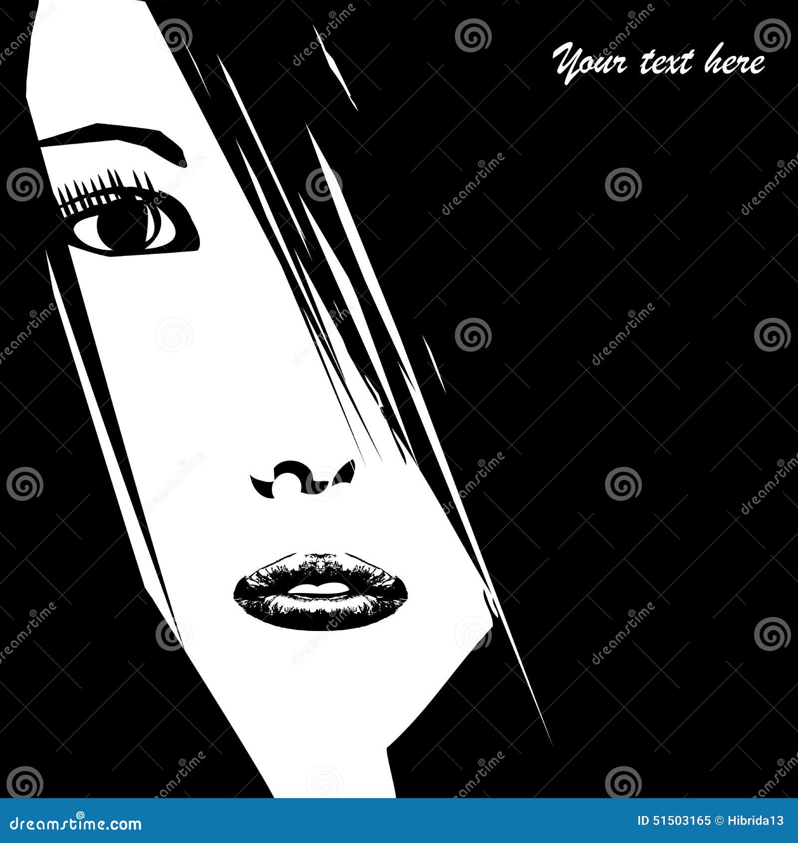 Stylized Young Woman Face with Place for Your Text Stock Vector ...