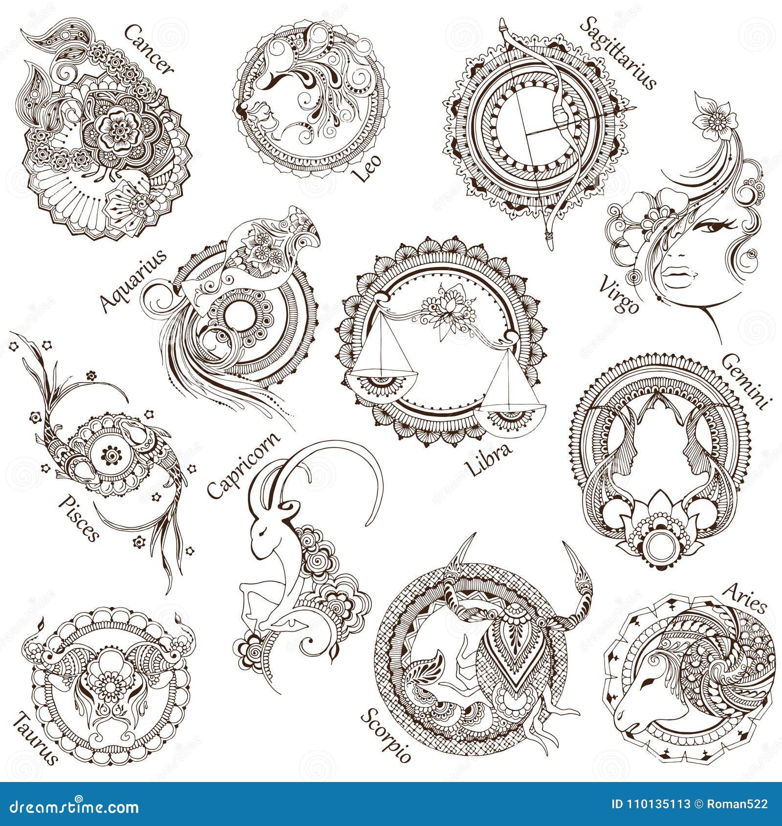 Lion. Mehndi Tattoo Doodles Style. Cartoon Vector | CartoonDealer.com ...