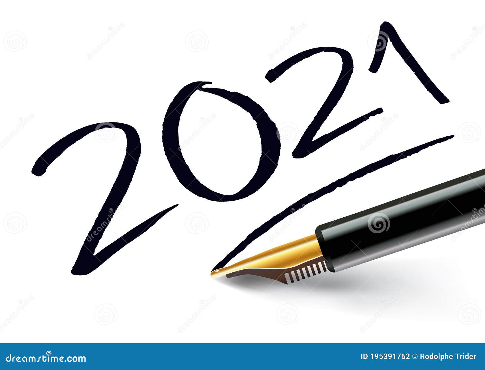 The Year 2021 Written in Fountain Pen As a Signature Stock Photo ...