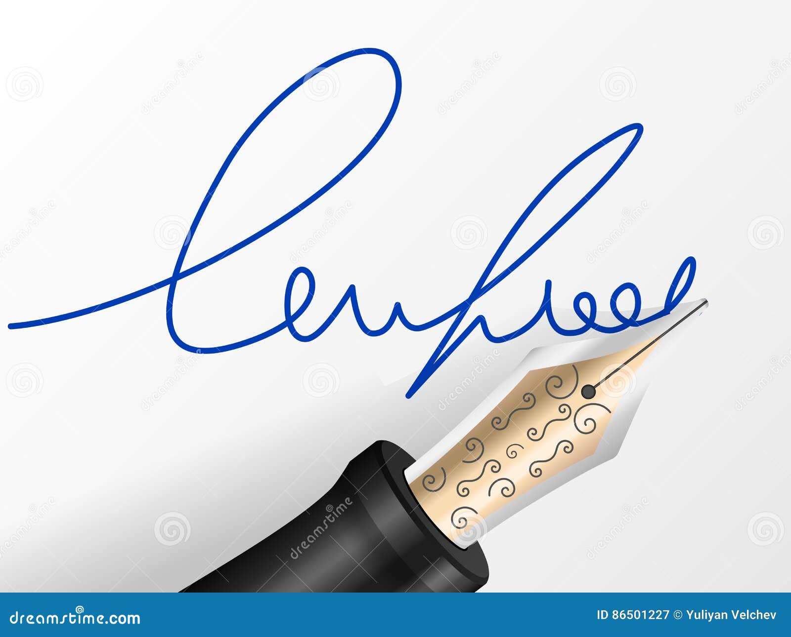 Stylo-plume et signature illustration de vecteur. Illustration du ...