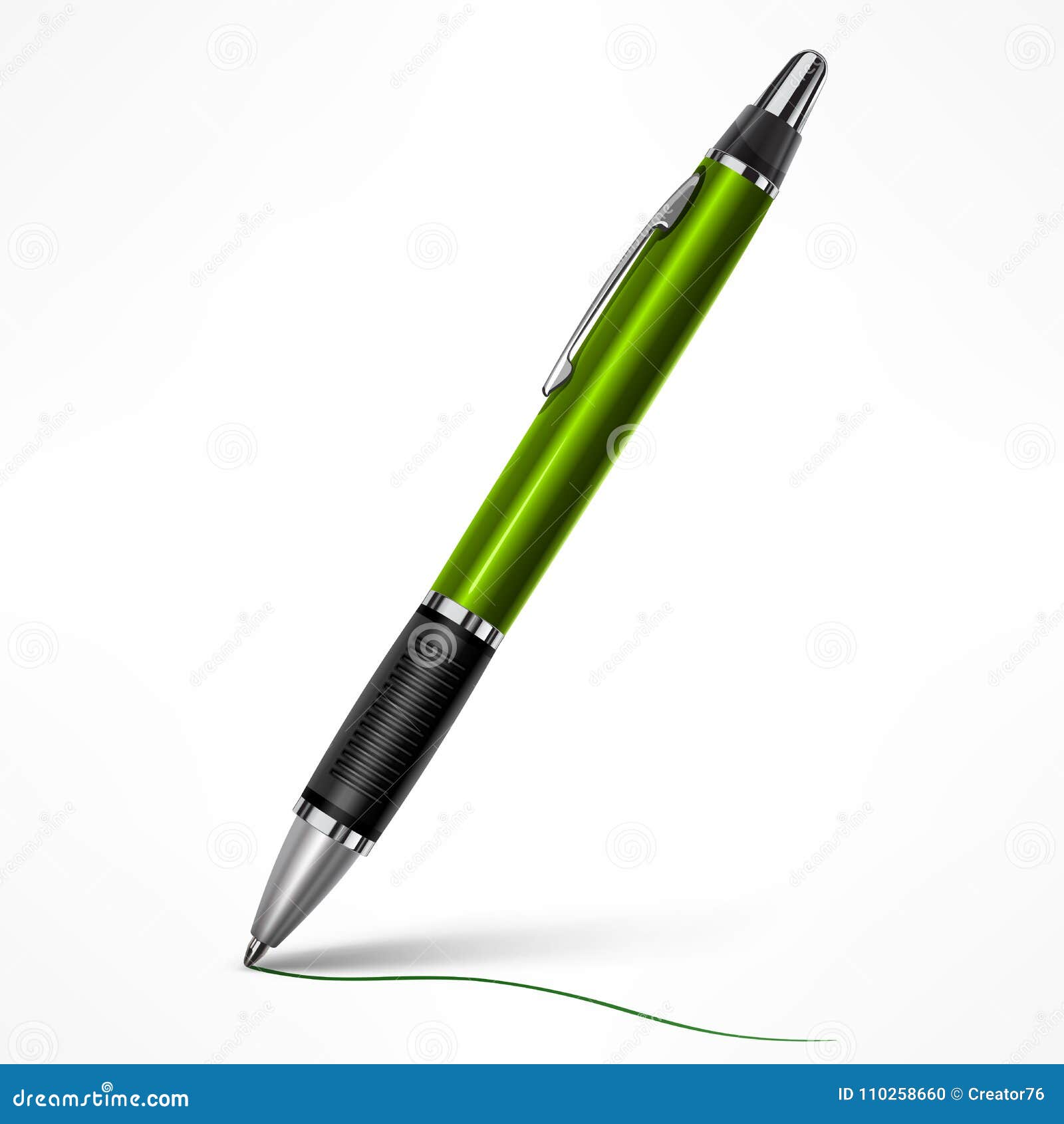 Stylo Vert D'inclinaison Sur Le Blanc Illustration de Vecteur ...