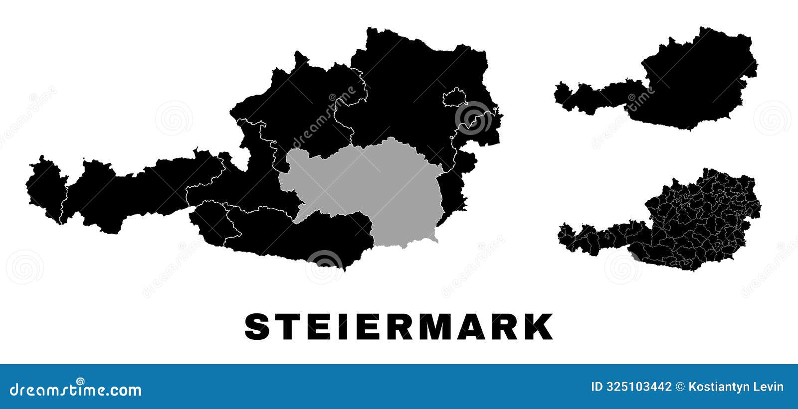 Styria Map, Austrian State. Austria Administrative Provinces, Boroughs ...