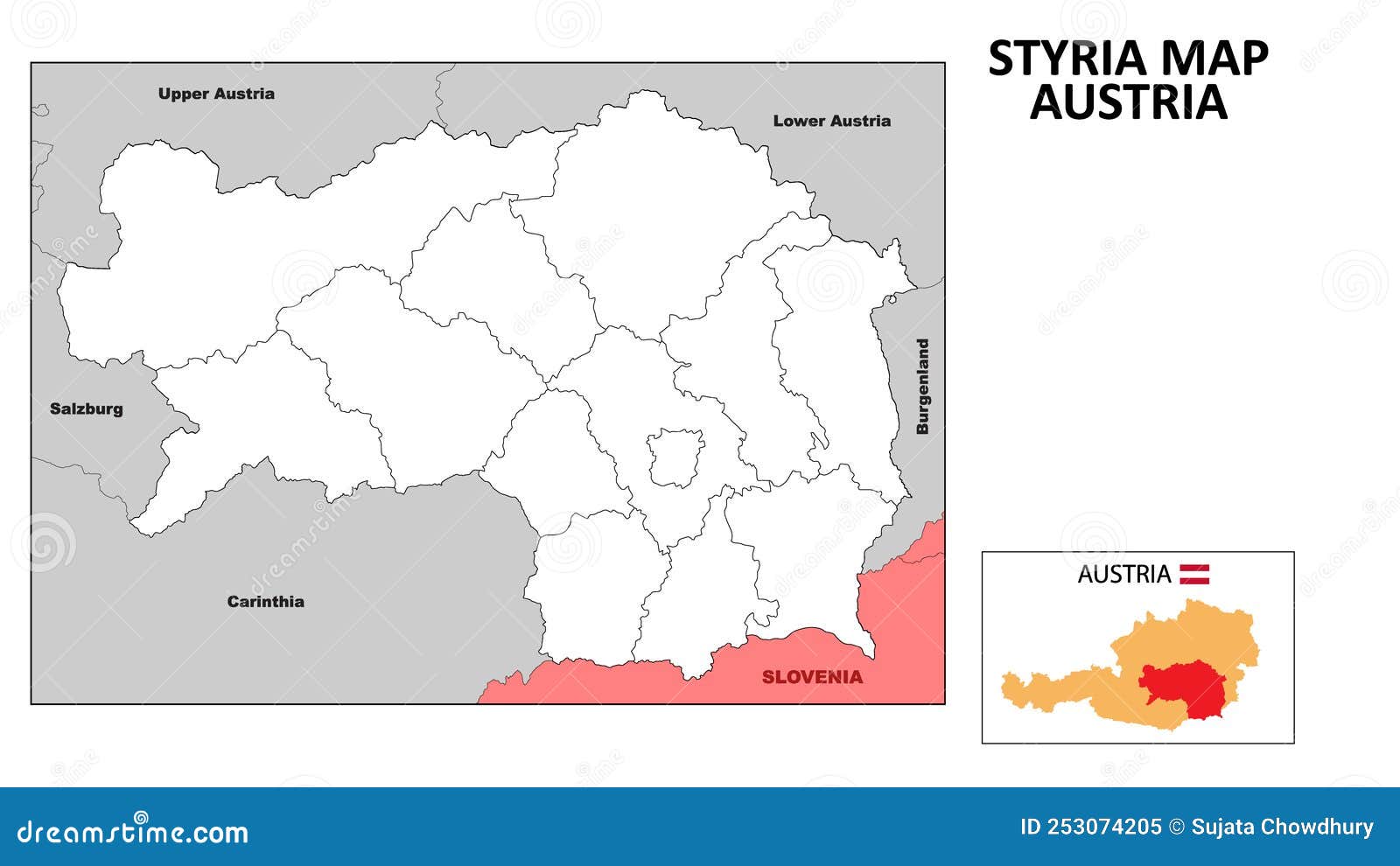 Styria Map. State and District Map of Styria Stock Vector ...