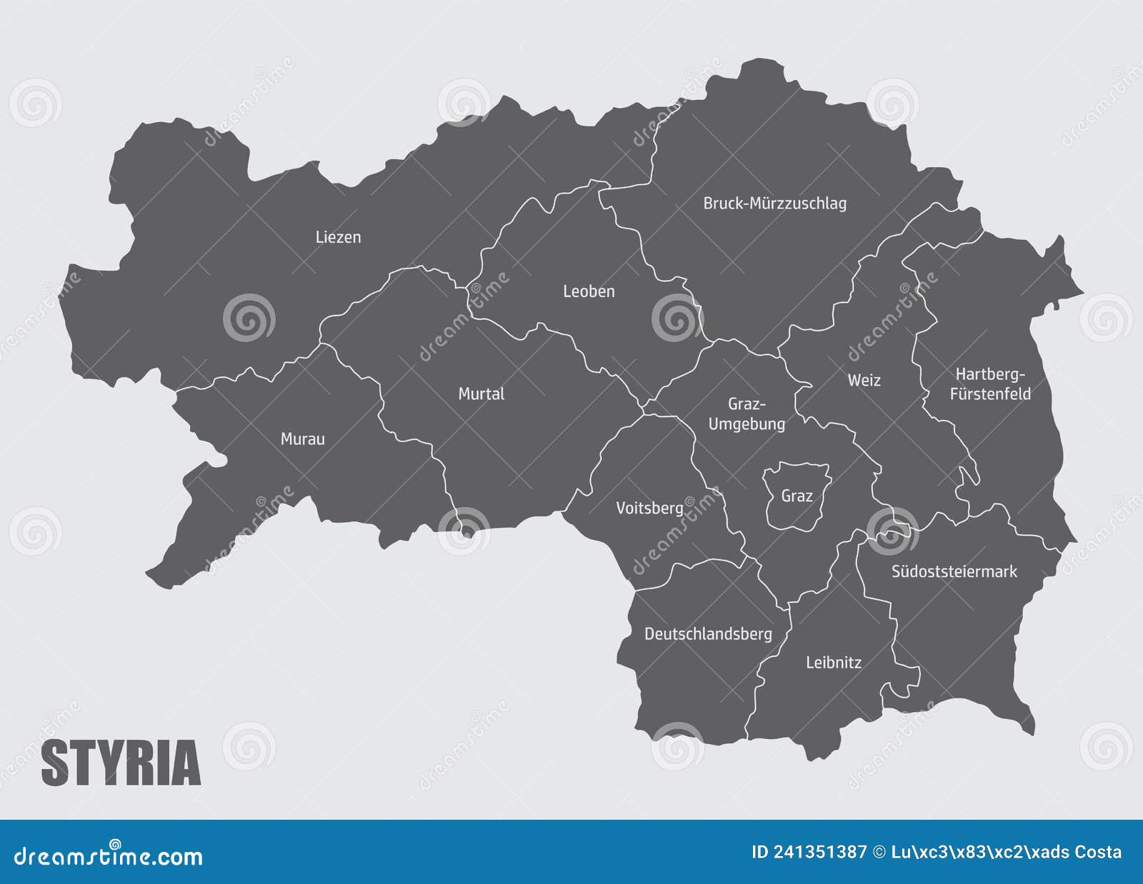 Styria Map. State And District Map Of Styria. Political Map Of Styria ...