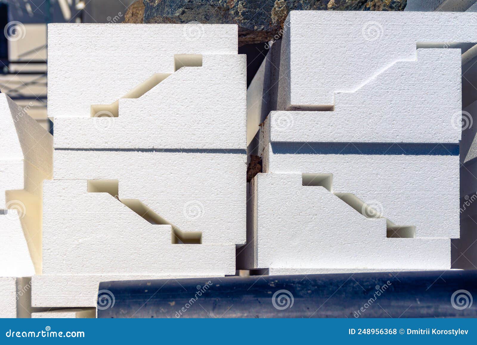 Styrofoam Blocks And Reinforced Cement With Stones, Insulating Concrete ...
