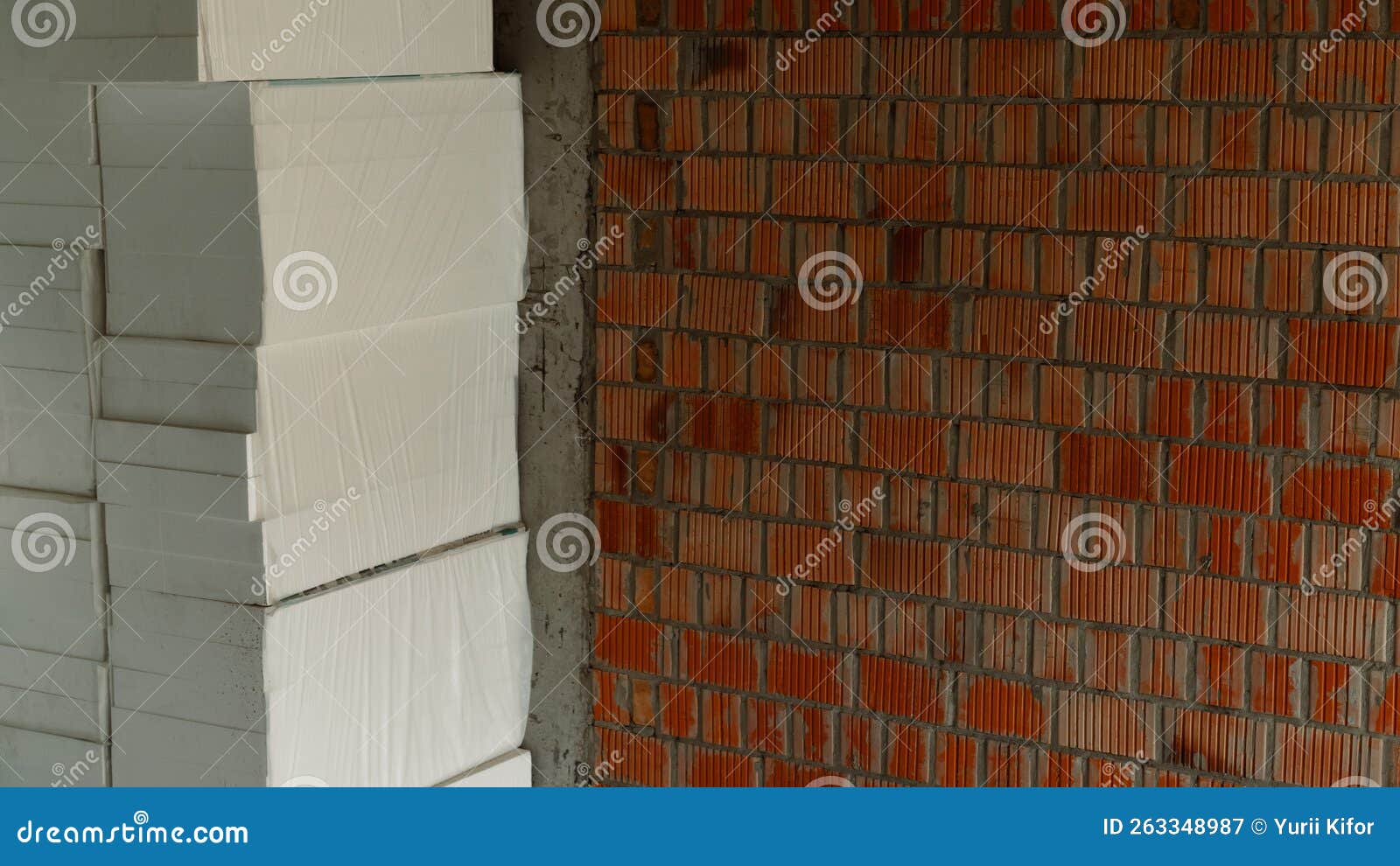 Styrofoam and a brick wall stock image. Image of architecture - 263348987