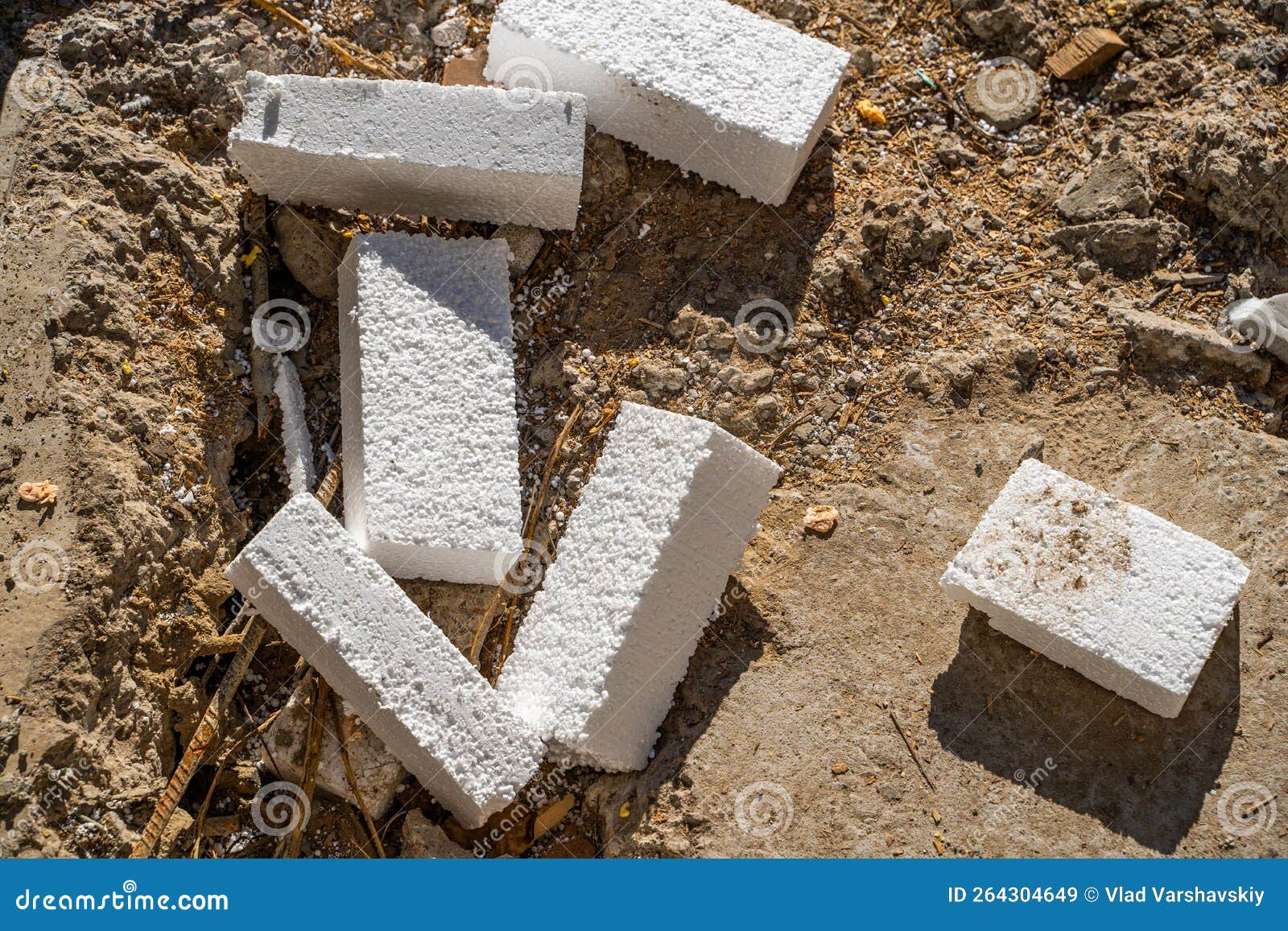 Styrofoam Waste after Facade Insulation. Polystyrene Scraps on the ...