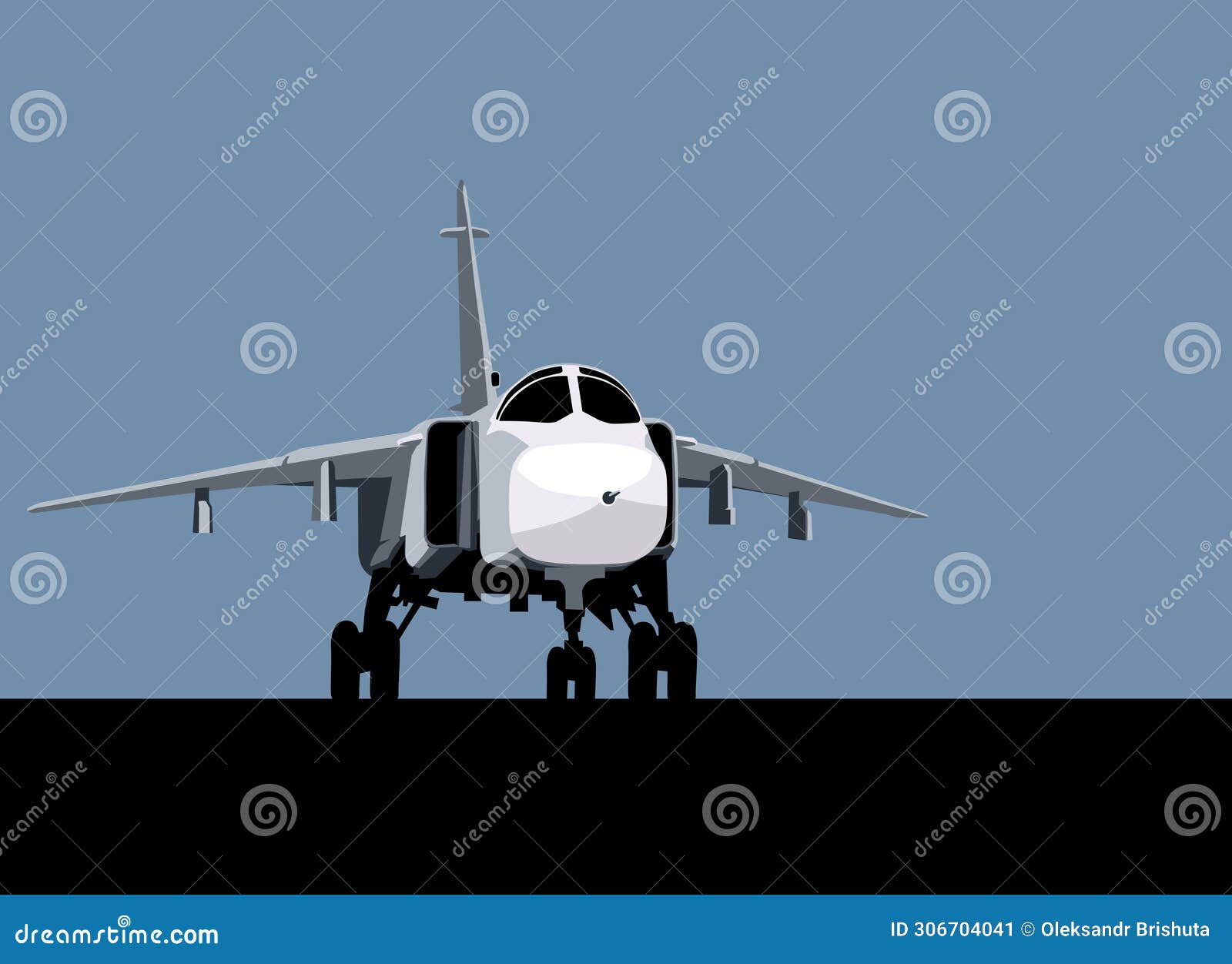 Su-24 Jet Bomber on the Runway is Ready for Takeoff. Stock Vector ...