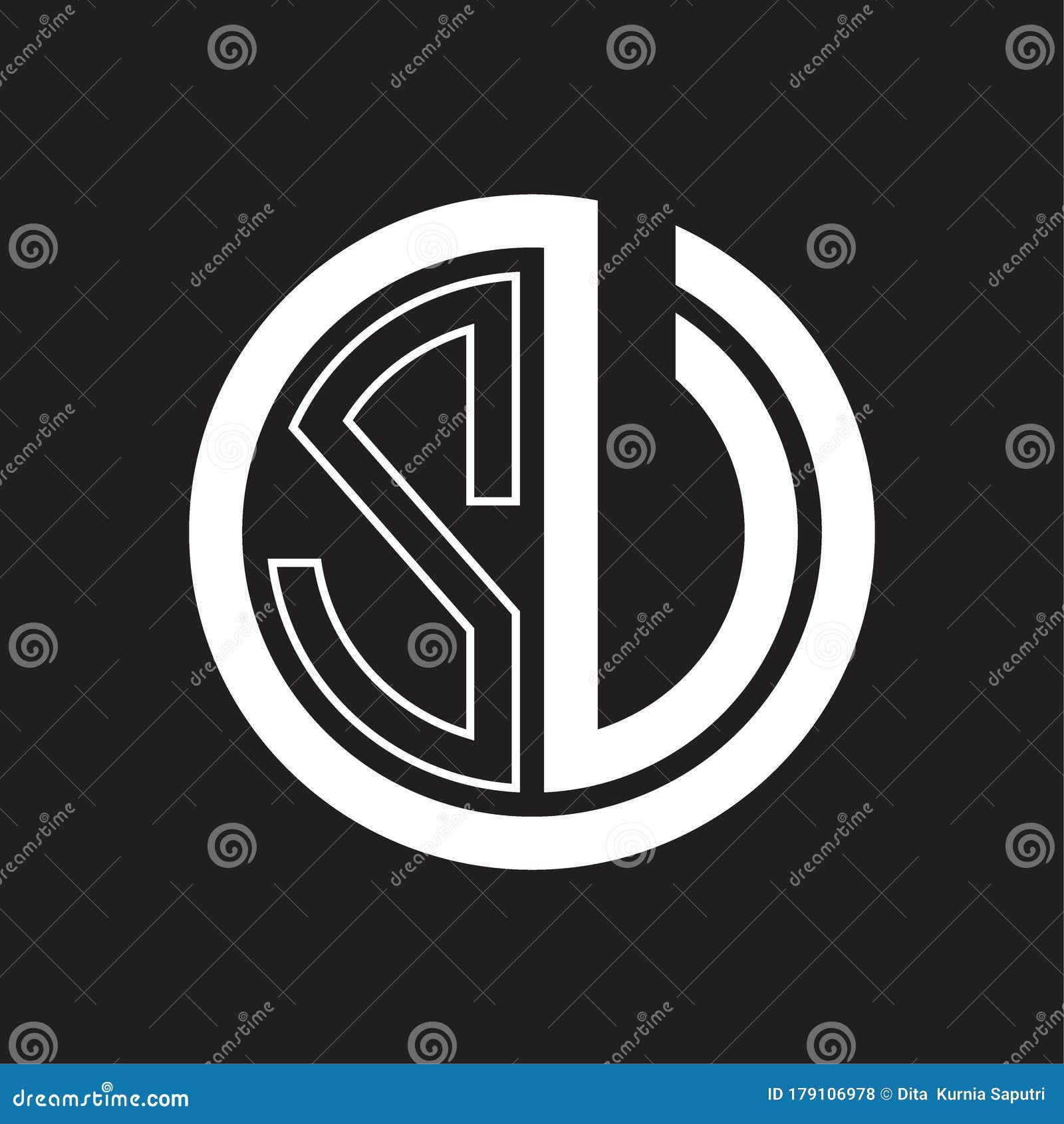 SU Logo with Circle Rounded Negative Space Design Template Stock ...