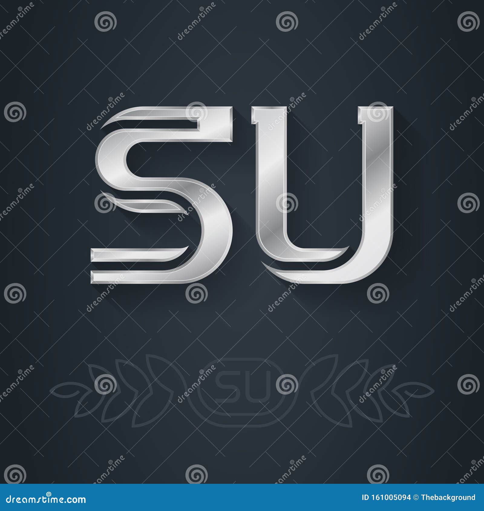 SU - Metallic 3d Icon or Logotype Template. S and U Initial Silver Logo ...