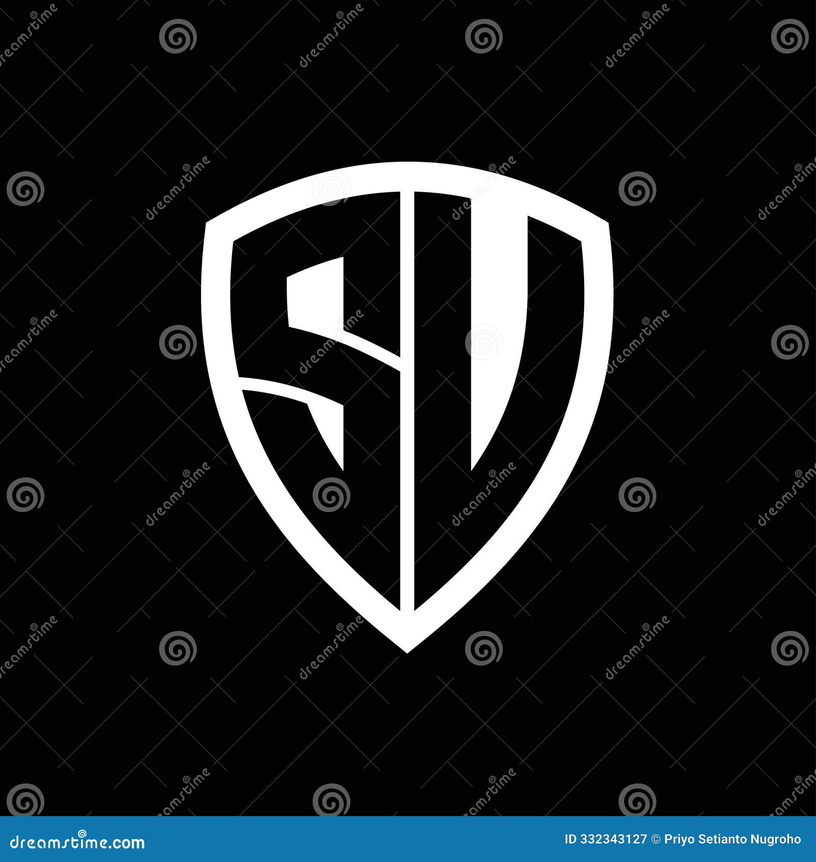SU Monogram Logo with Bold Letters Shield Shape with Black and White Color Design Stock Vector ...