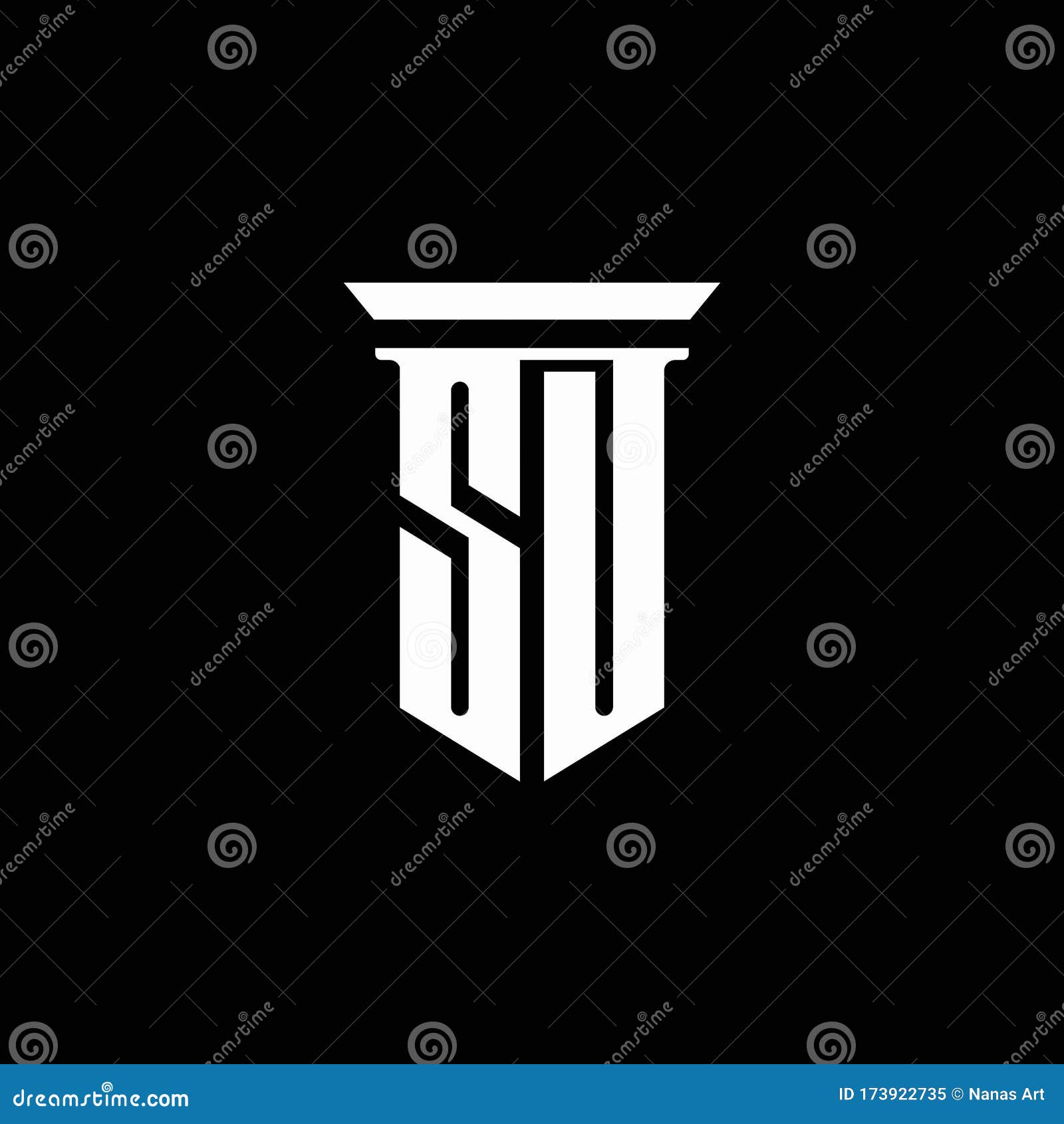 SU Monogram Logo with Emblem Style Isolated on Black Background Stock ...