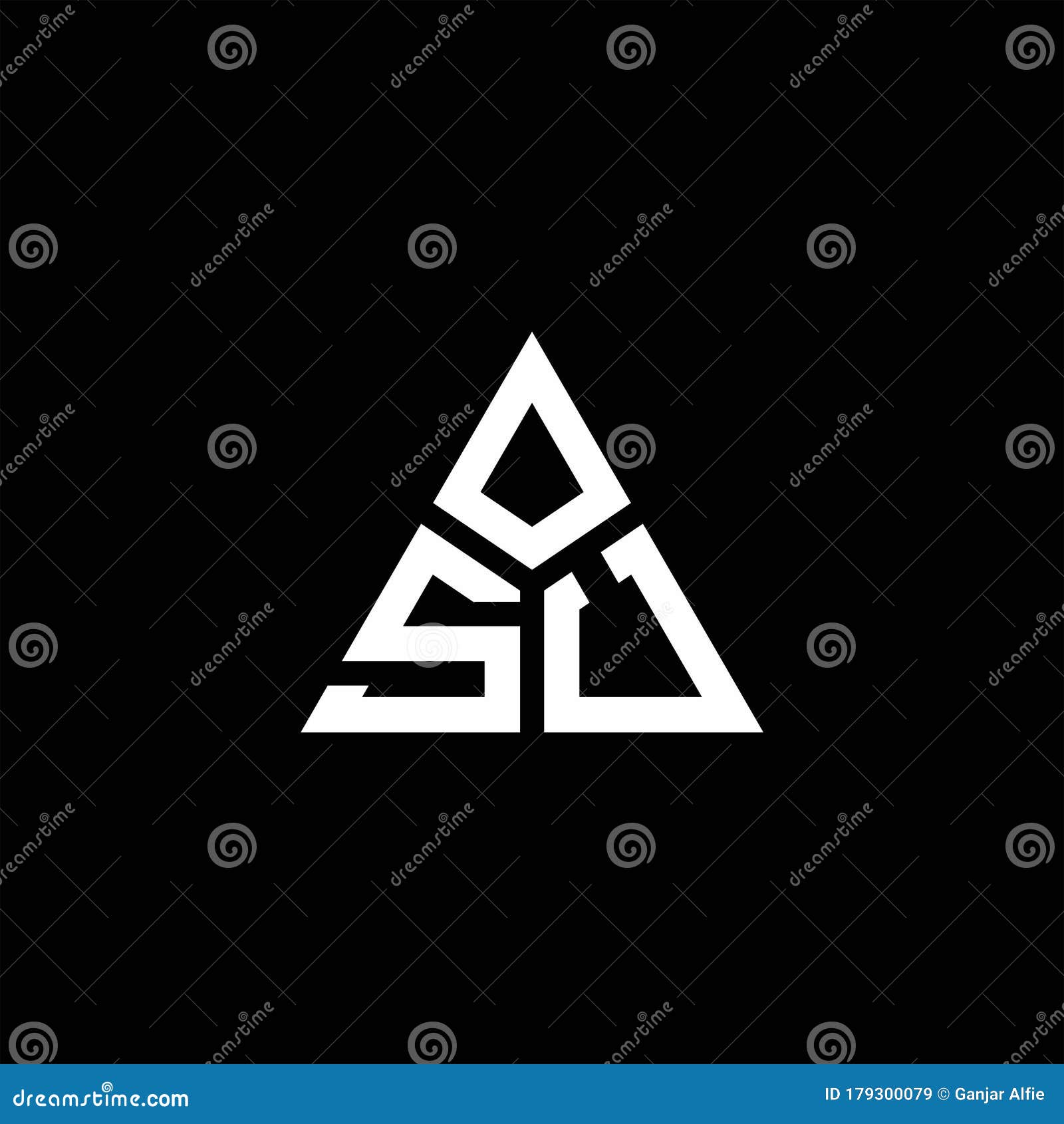 SU Monogram Logo with 3 Pieces Shape Isolated on Triangle Stock Vector ...