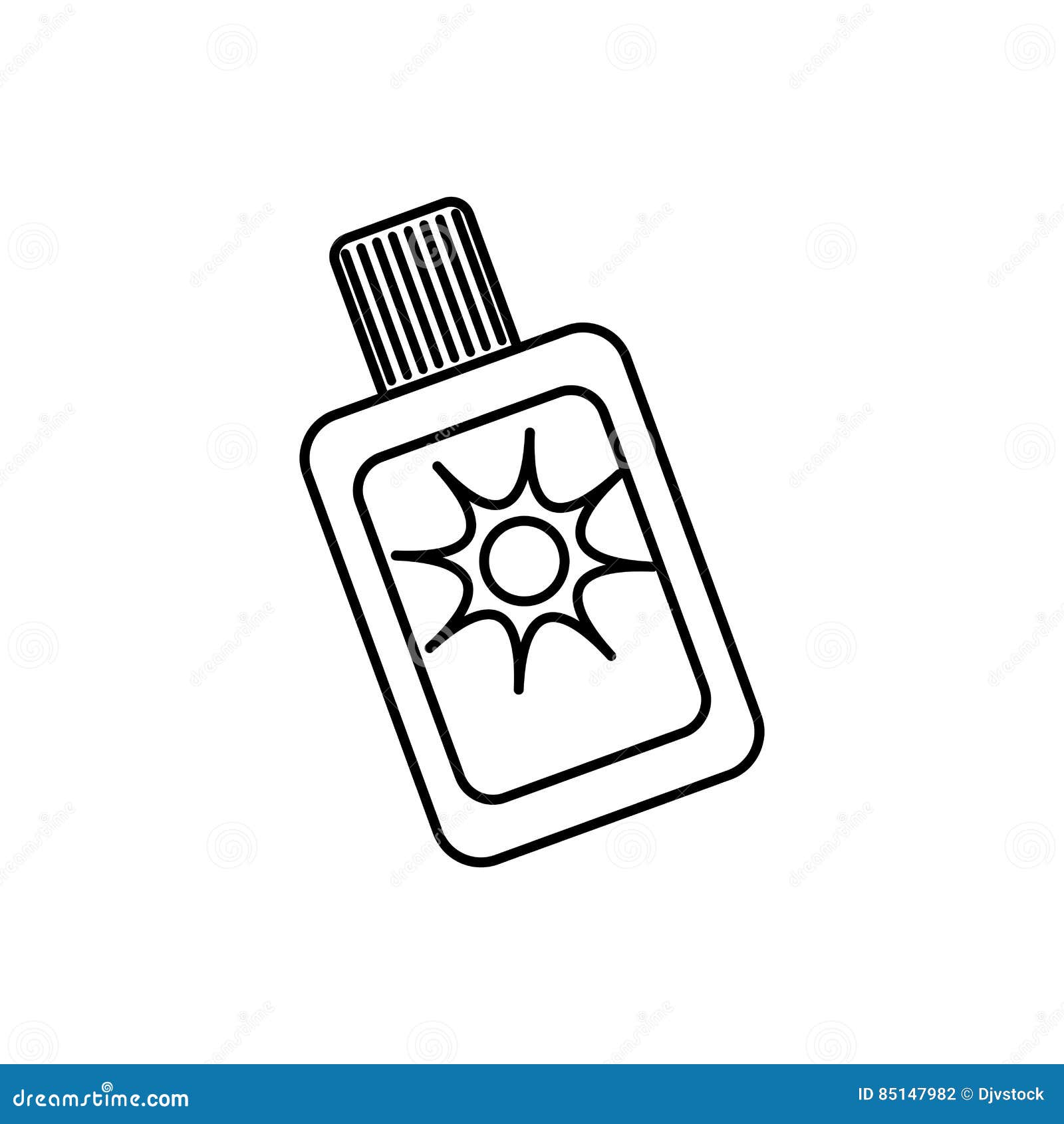 Sun Bronzer Bottle Symbol Black And White Cartoon Vector ...