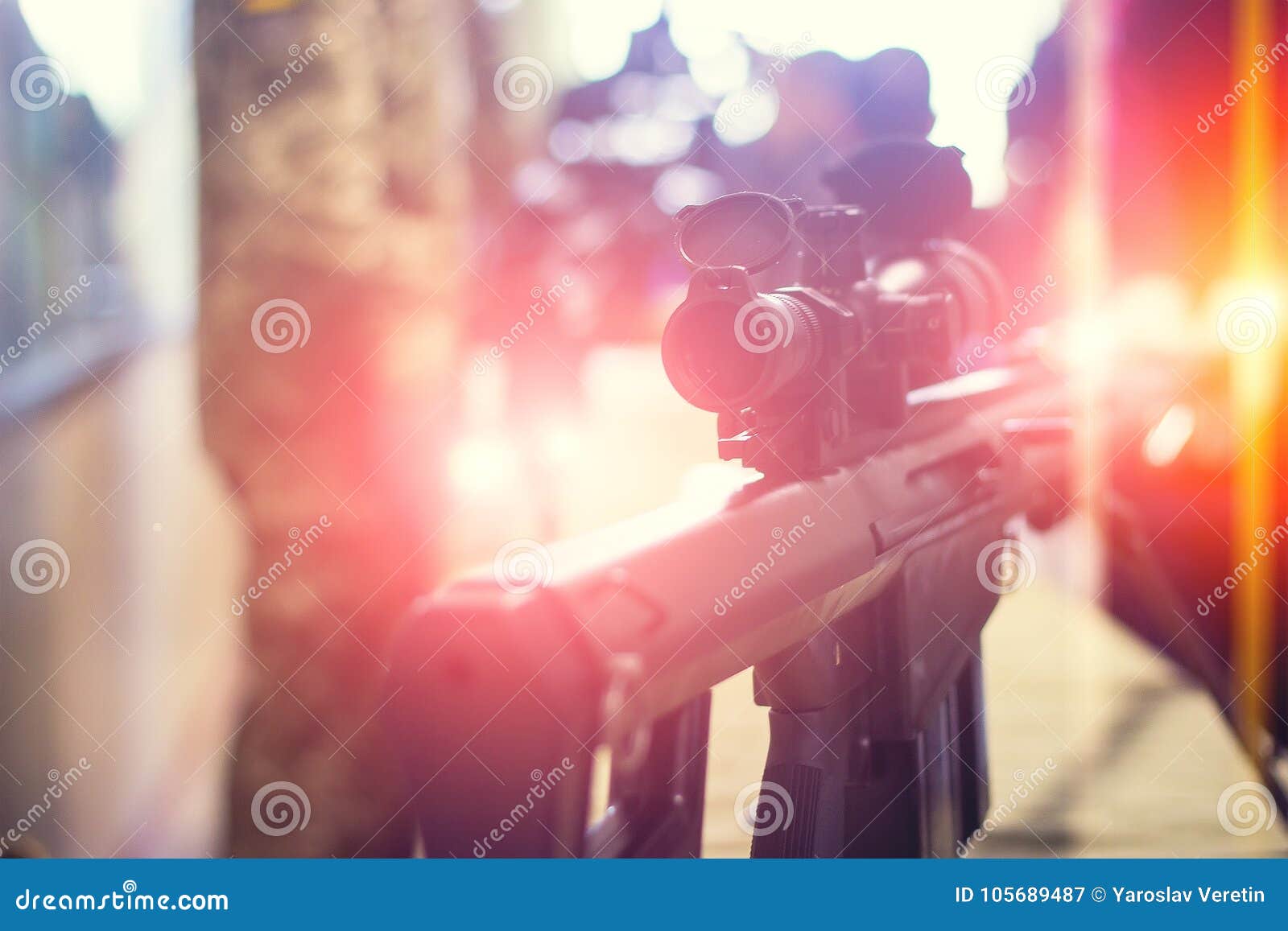 Sub Machine Gun on the Table in the Interior Gunsmith. Stock Image ...