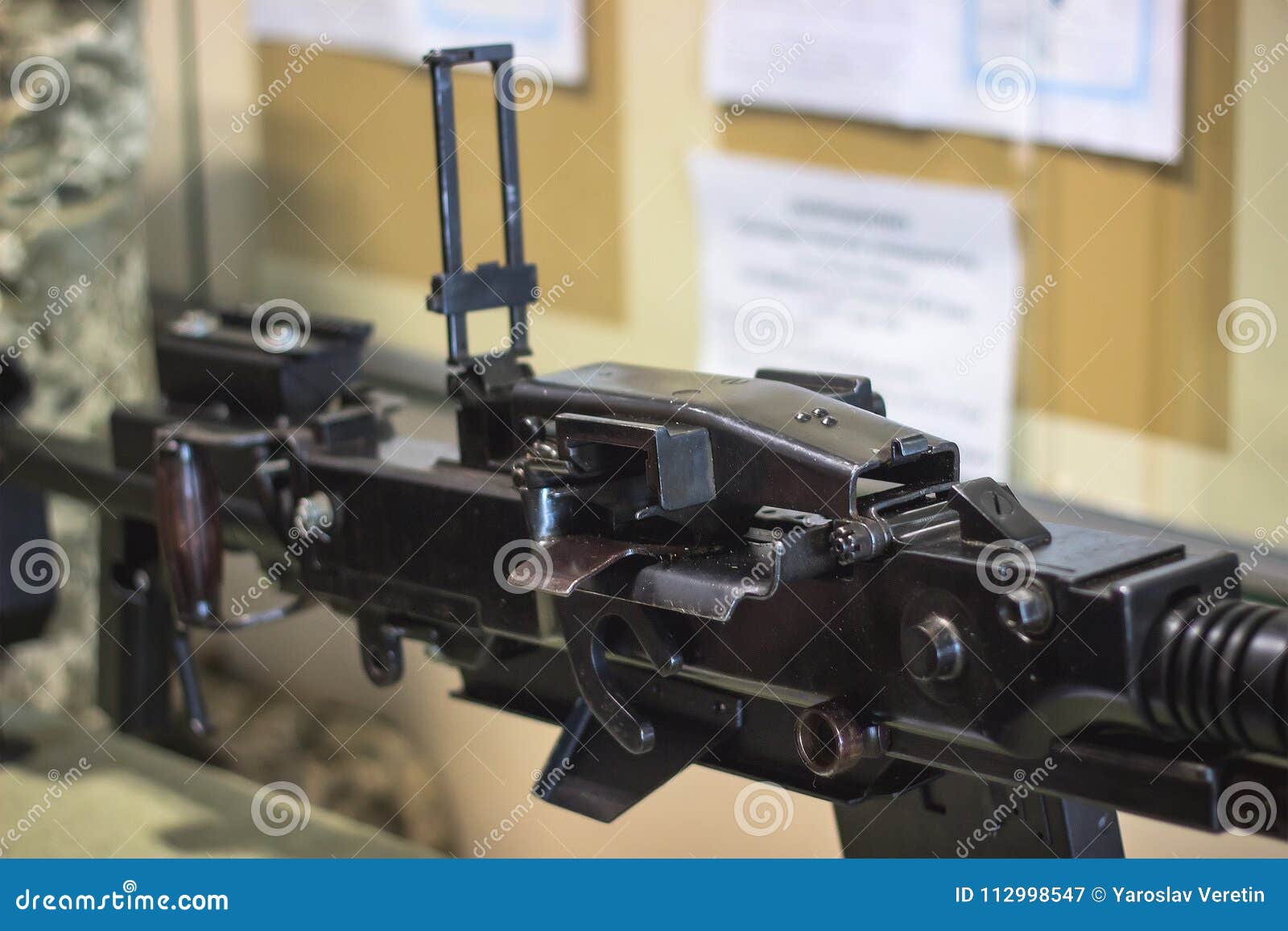Sub Machine Gun on the Table in the Interior Gunsmith. Stock Image ...