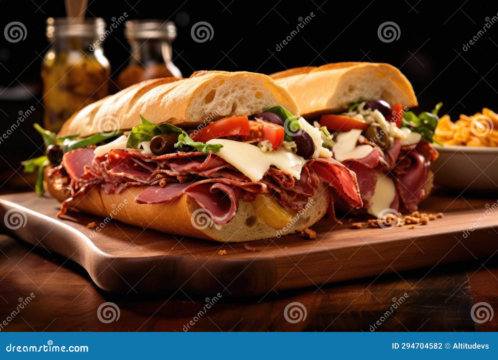 A Sub Sandwich Filled with Various Meats and Cheese Stock Photo - Image ...