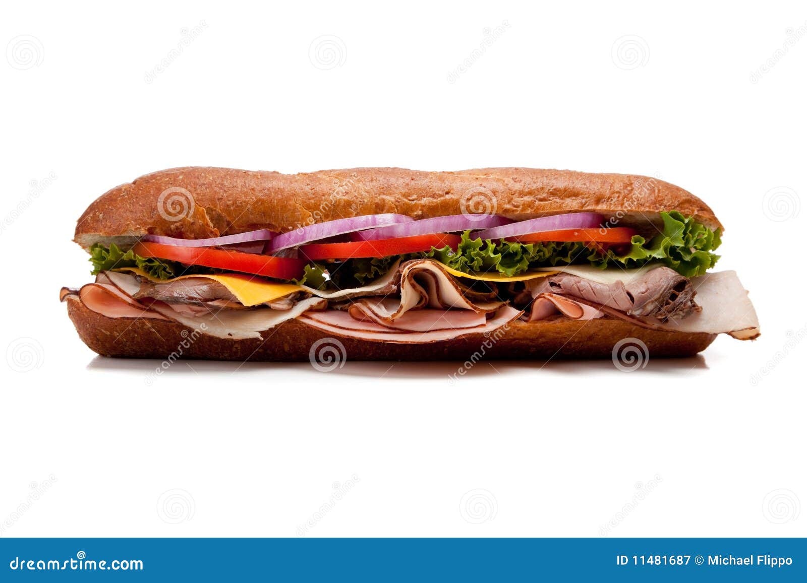 A Sub Sandwich on a White Background Stock Image - Image of bread ...