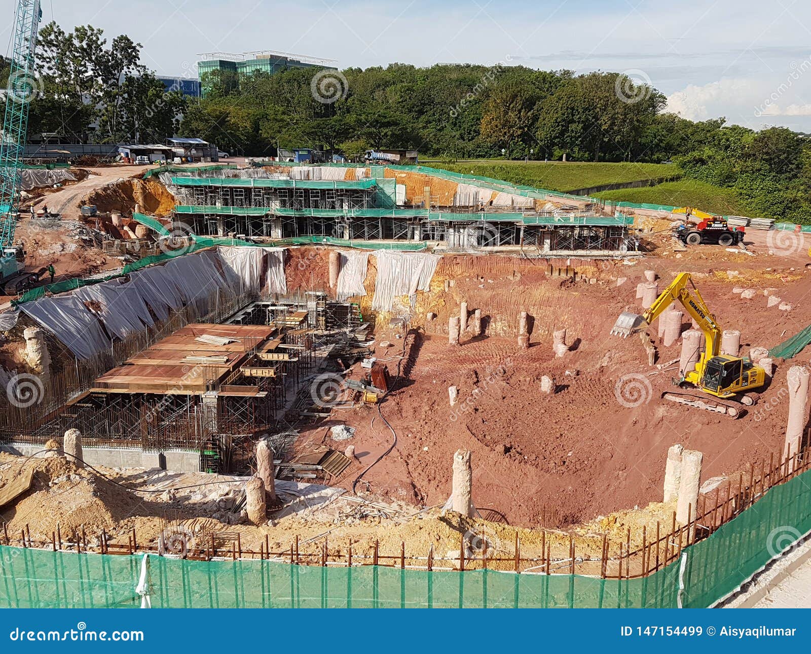 Sub-structure Foundation Works at the Construction Site. Editorial ...