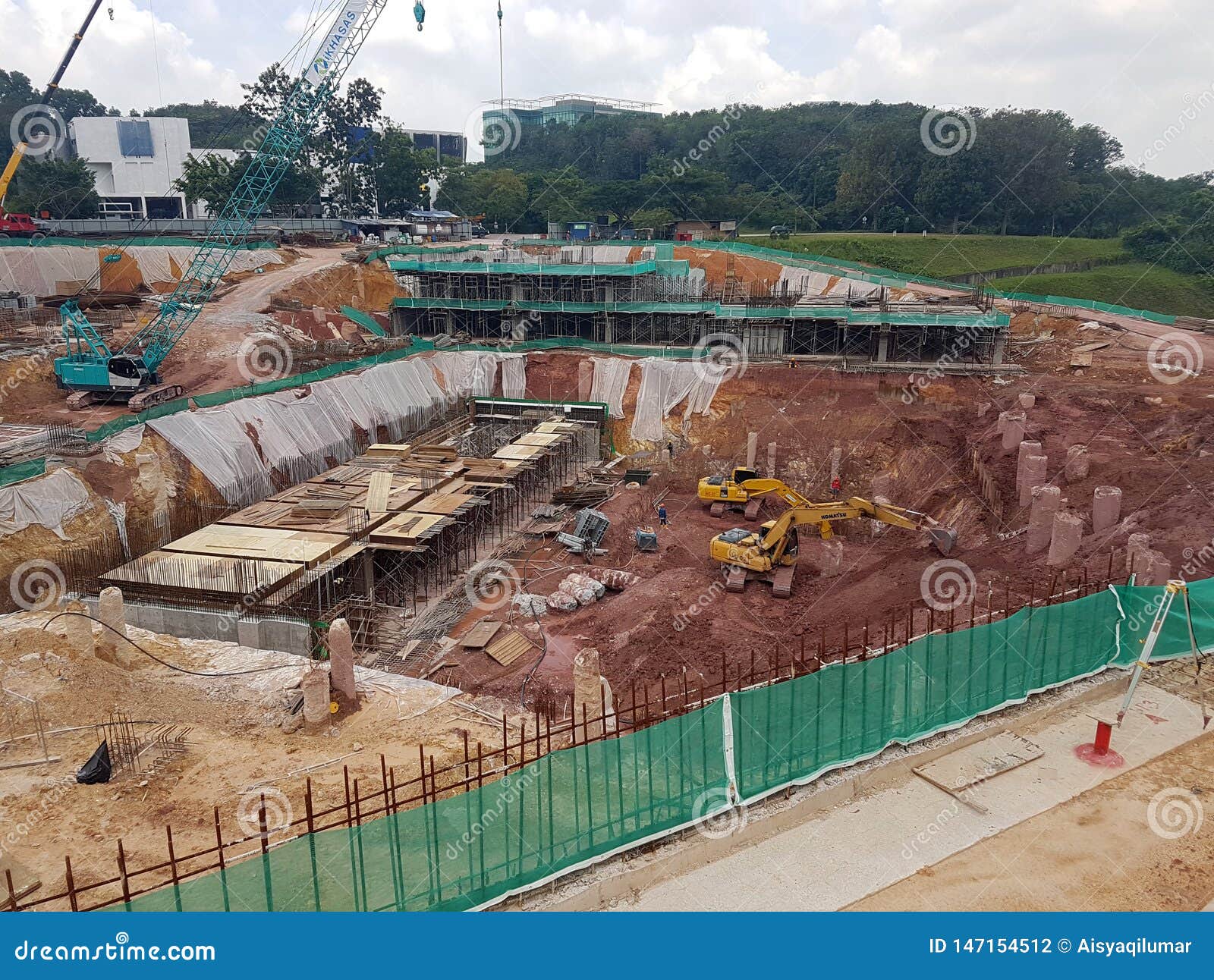 Sub-structure Foundation Works at the Construction Site. Editorial ...