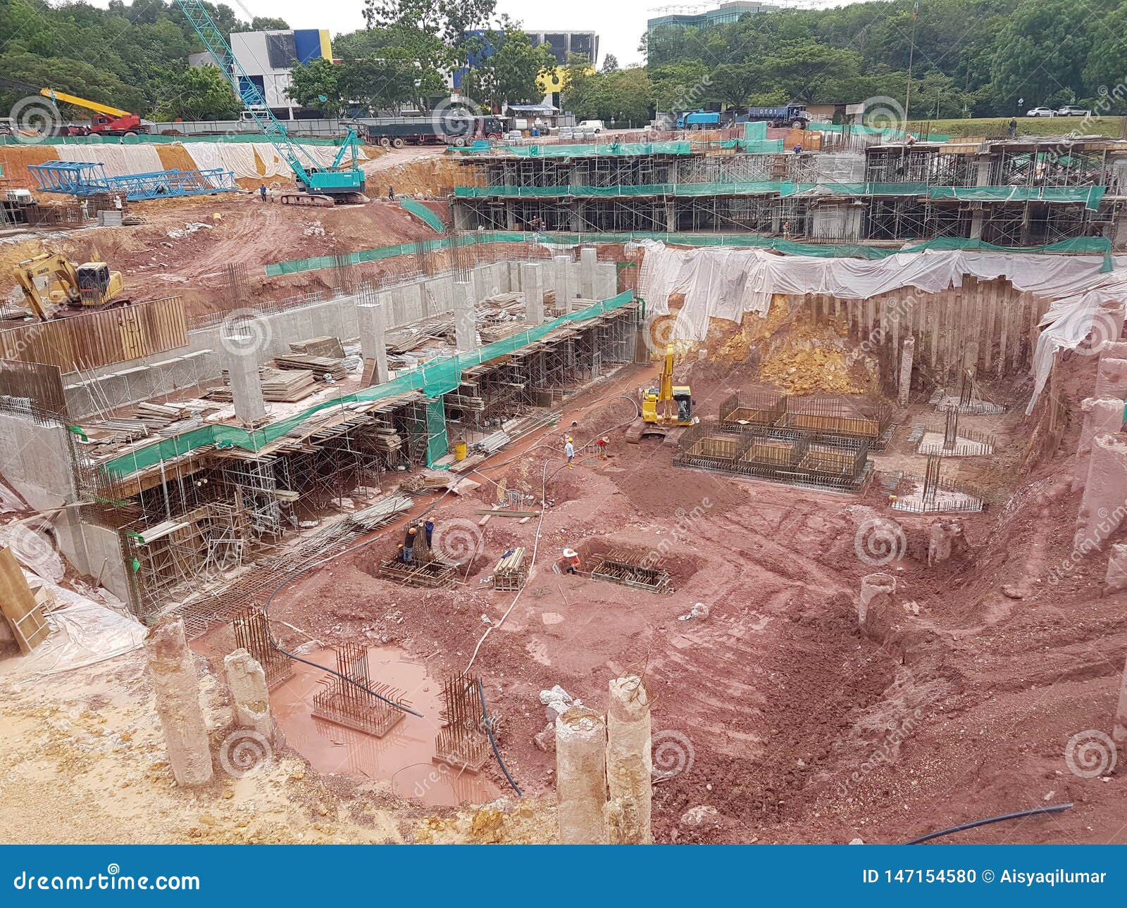 Sub-structure Foundation Works at the Construction Site. Editorial ...